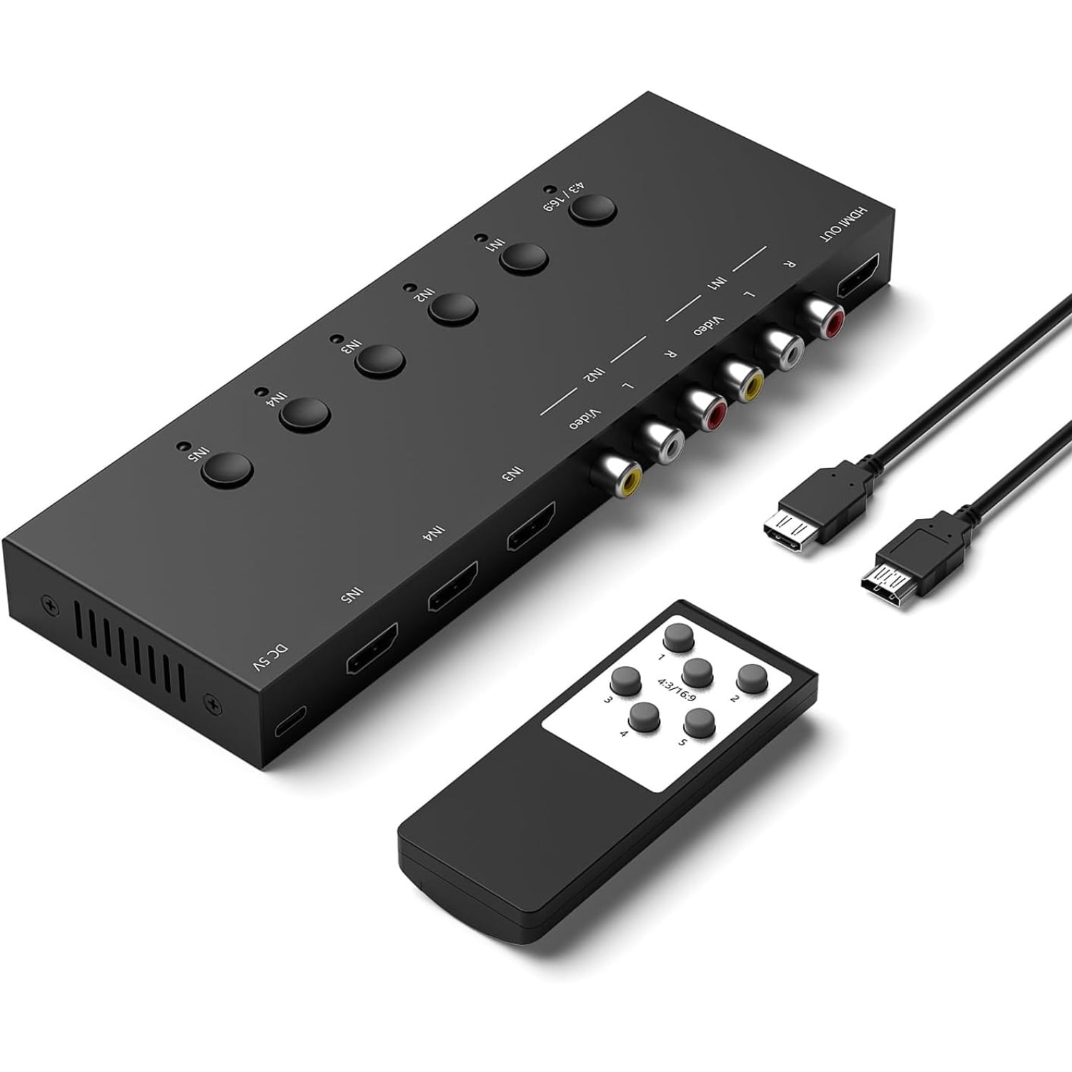 2 AV to HDMI Converter + 3 HDMI2.0 Switcher(2 in 1) 2 Way RCA Composite ...