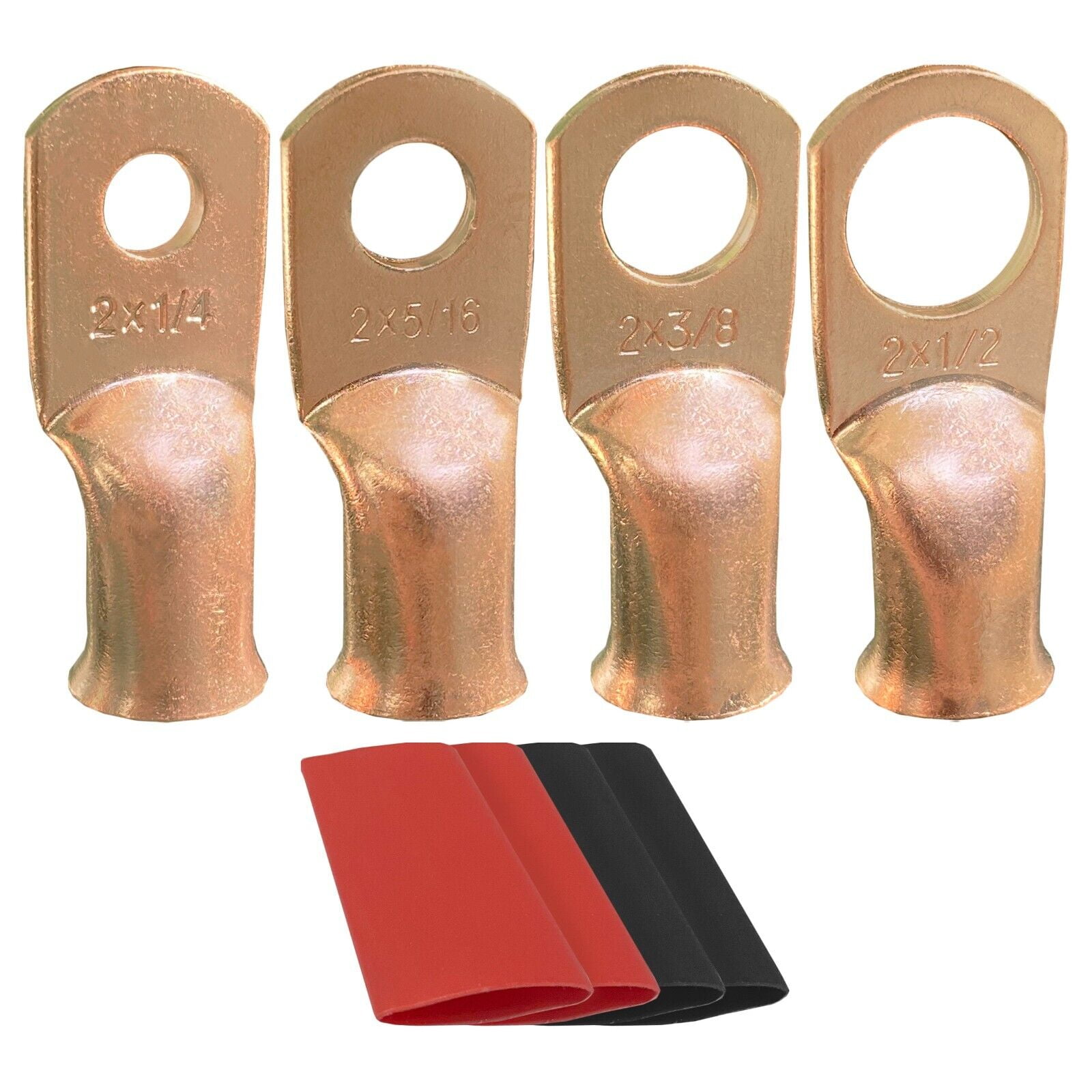 2 AWG-1/4" Ring (M6) 20 pk Battery Lugs, Copper Lugs, Battery Cable ...