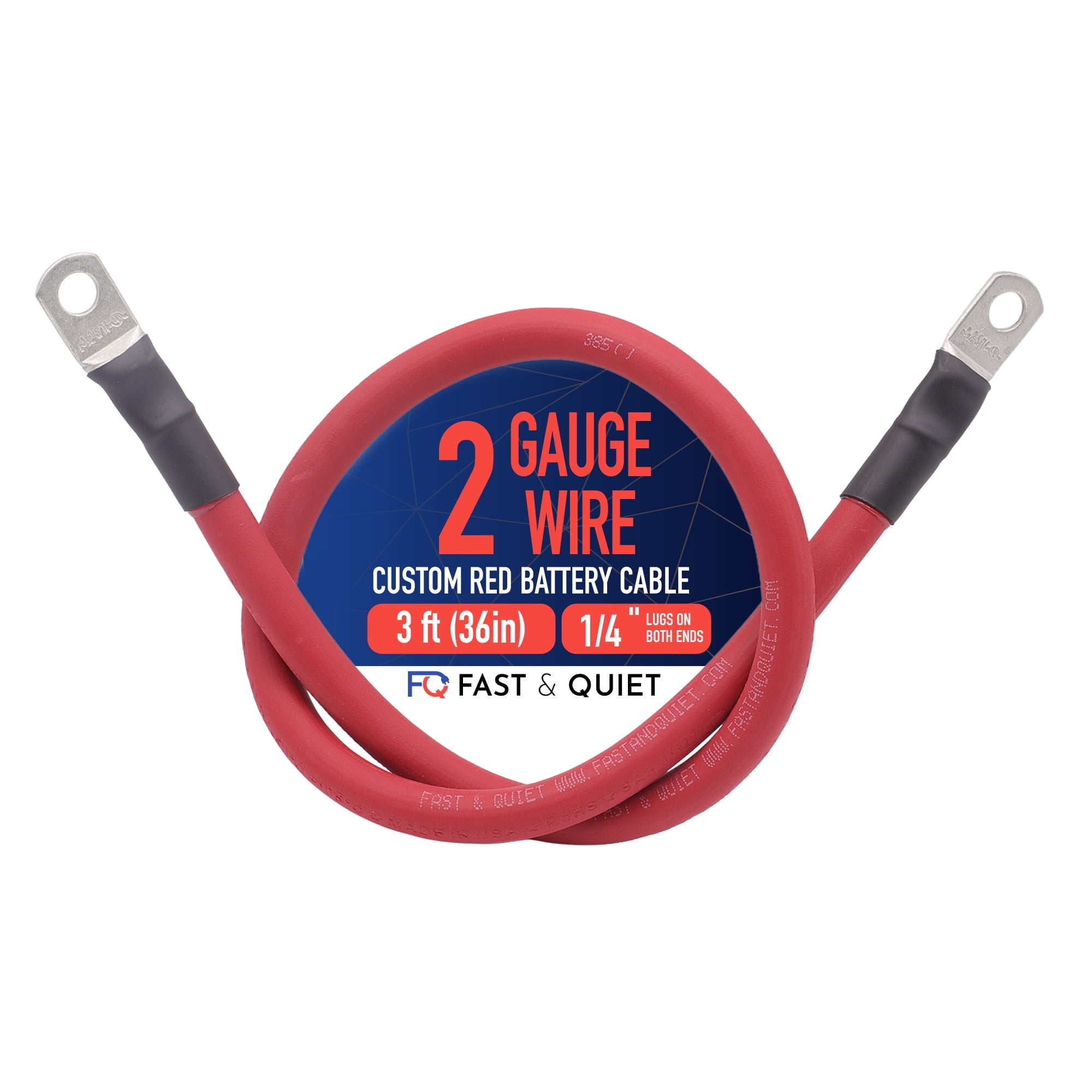 2 AWG Battery Cable with Battery Terminals, Pure Copper Wire ...