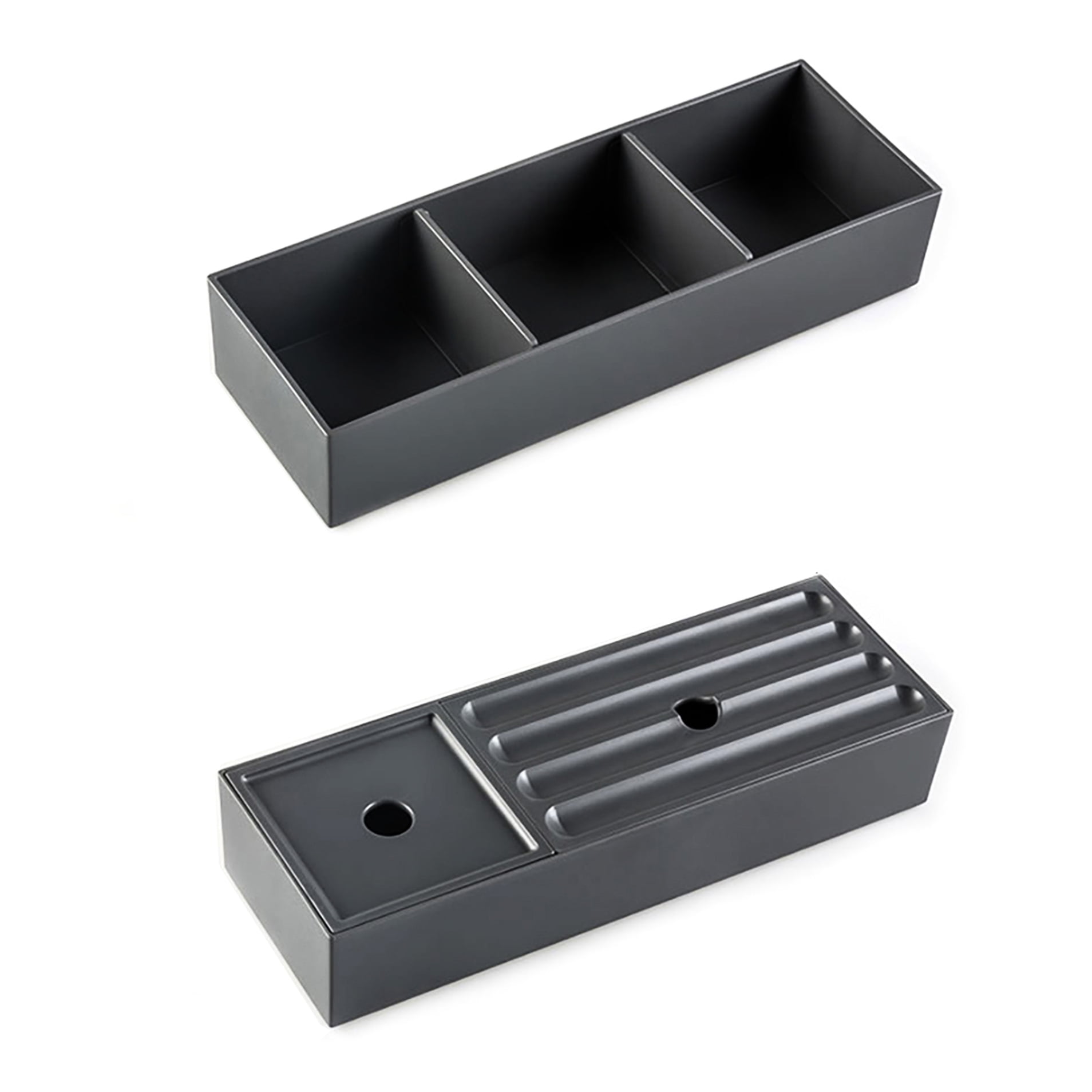2 Abs Kitchen Drawer Organizers - Dark Grey, With Convenient Dual Lids ...