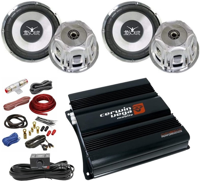 2 Absolute Axis AX1000 10" 1000W & Cerwin Vega CVP1600.1D 1600W & 4 ...
