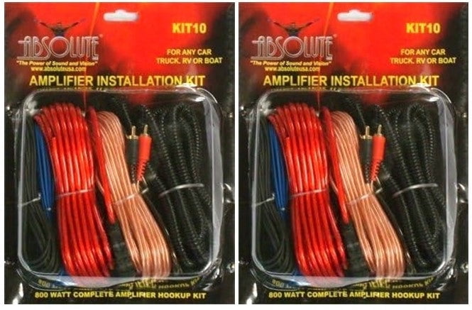 2 Absolute KIT10 10 Gauge 800 Watt Complete Amplifier Hookup ...