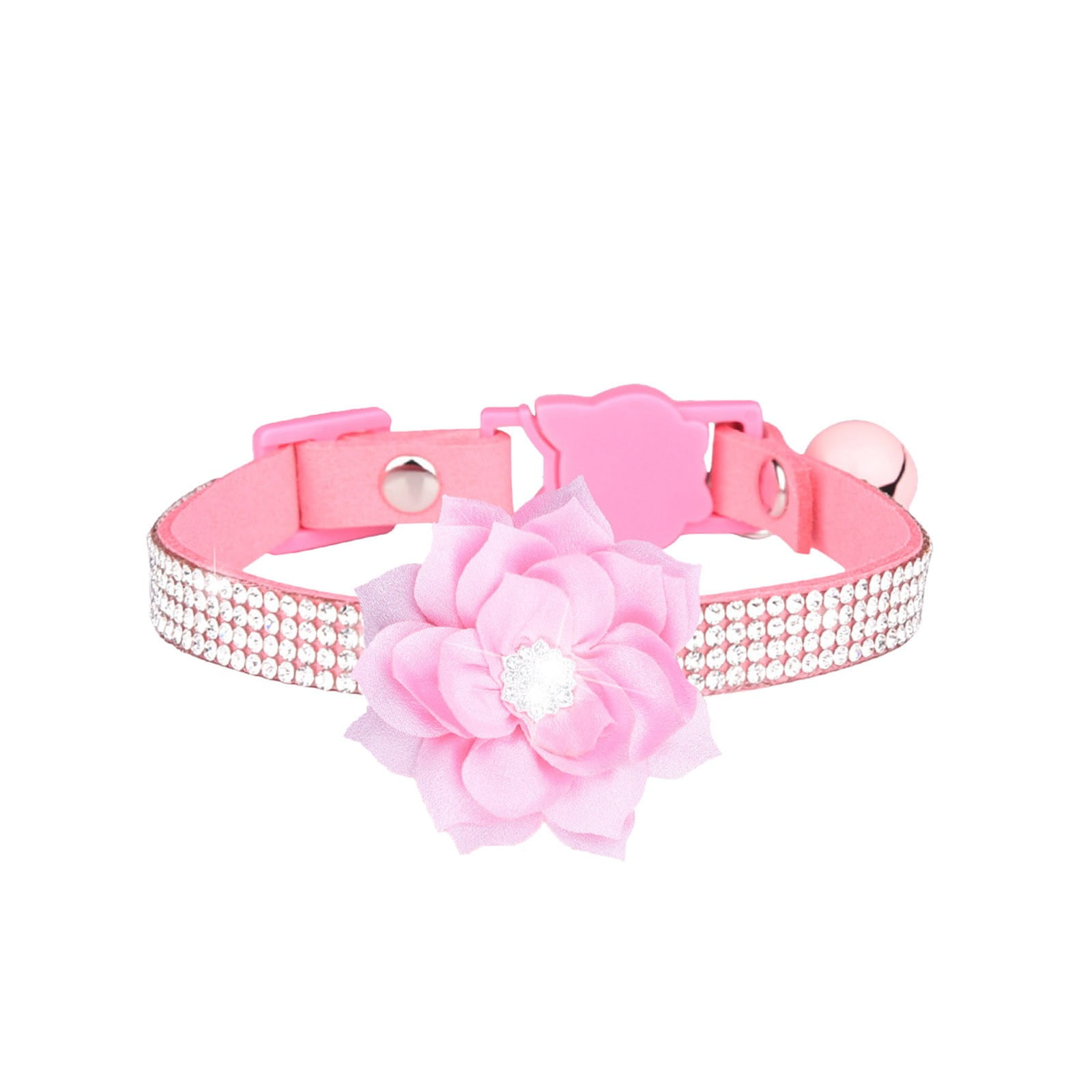 2 Adjustable Sizes Personalized Rhinestone Cat Collars With Flower Tie ...