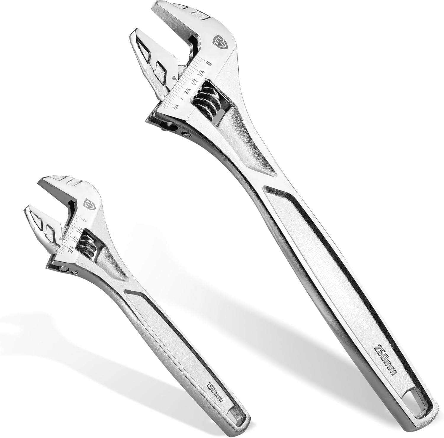 2- Adjustable Wrench Set, 6-Inch & 10-Inch Black Oxide Wrenches, Cr-V ...