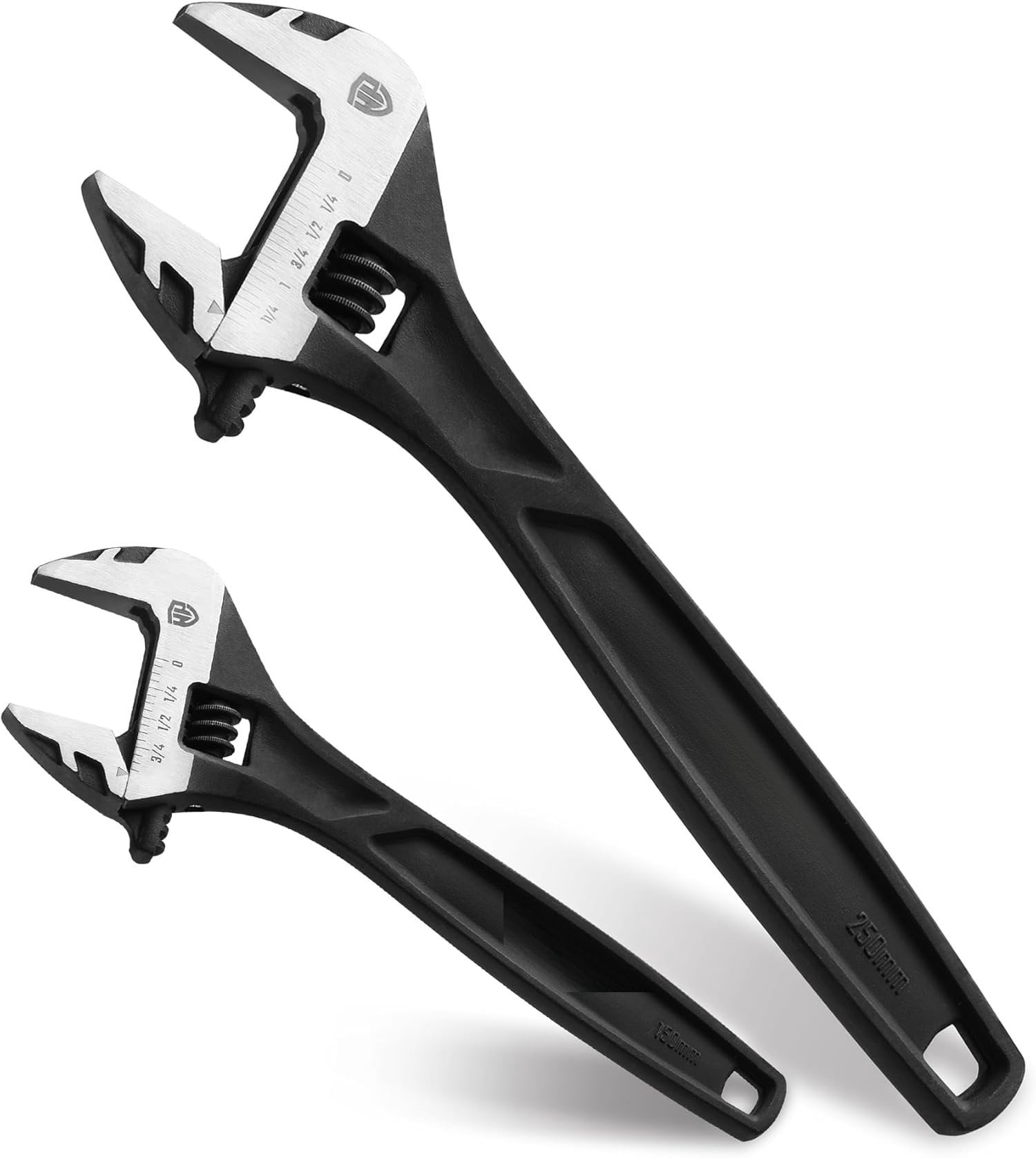 2- Adjustable Wrench Set, 6-Inch & 10-Inch Wrenches, Cr-V , Wide Jaw ...