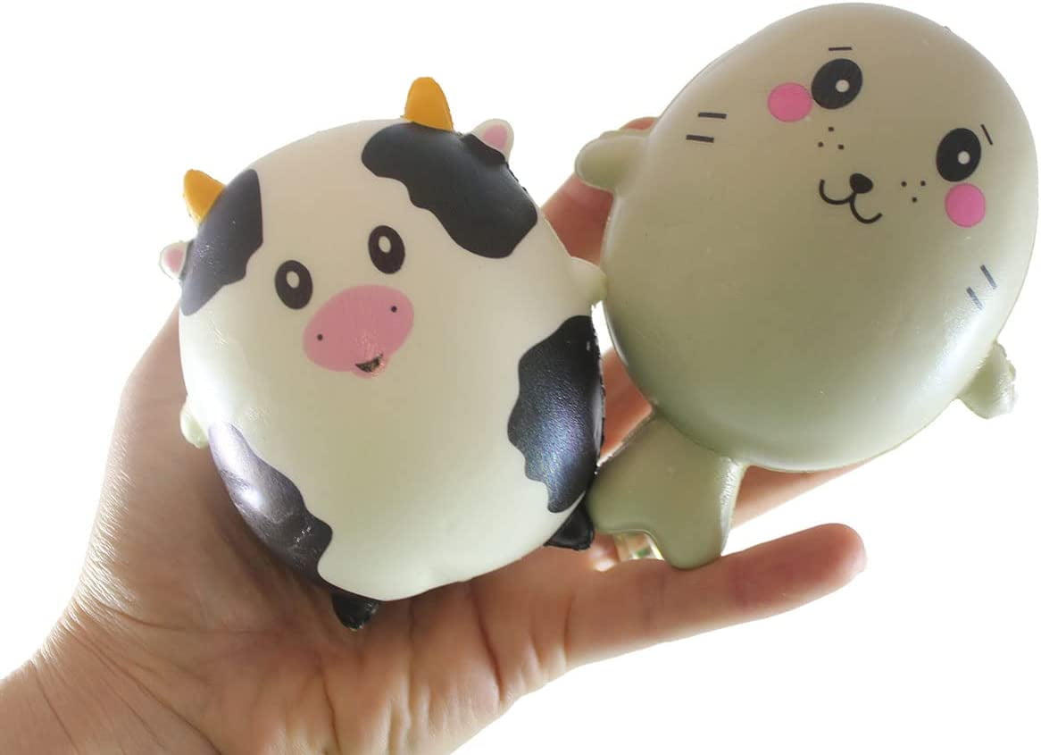 2 Adorable Chunky Animals Slow Rise Squishy Toys - Memory Foam Party ...