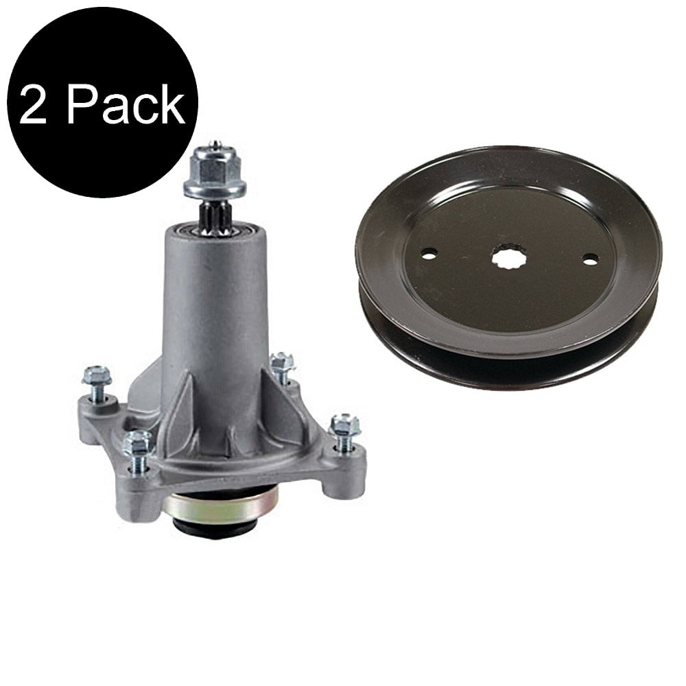 2 Aftermarket Spindles w/Pulley's for 42" & 48" Deck Fits Husqvarna ...