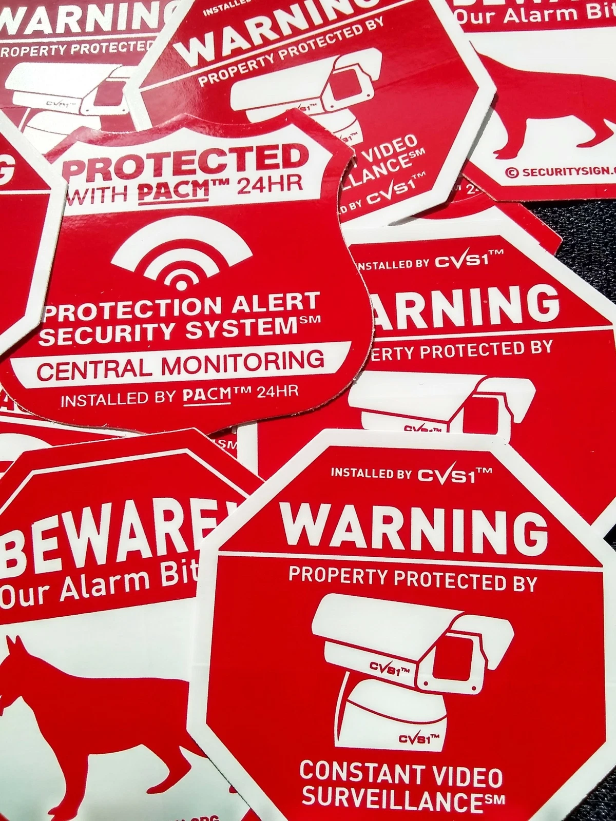 2 Alarm Stickers 5 Security Camera Decals 2 Dog Warning Sticker See ...