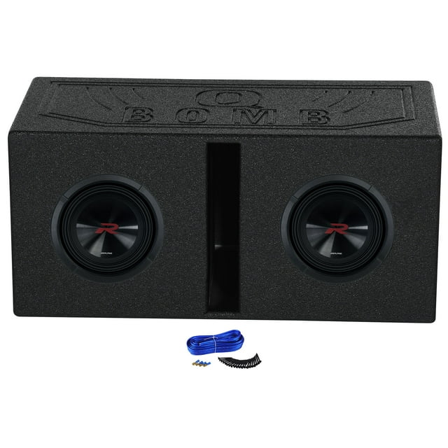 (2) Alpine R2-W8D4 8” 350W RMS Car Audio Subwoofers+Vented Sub Box ...
