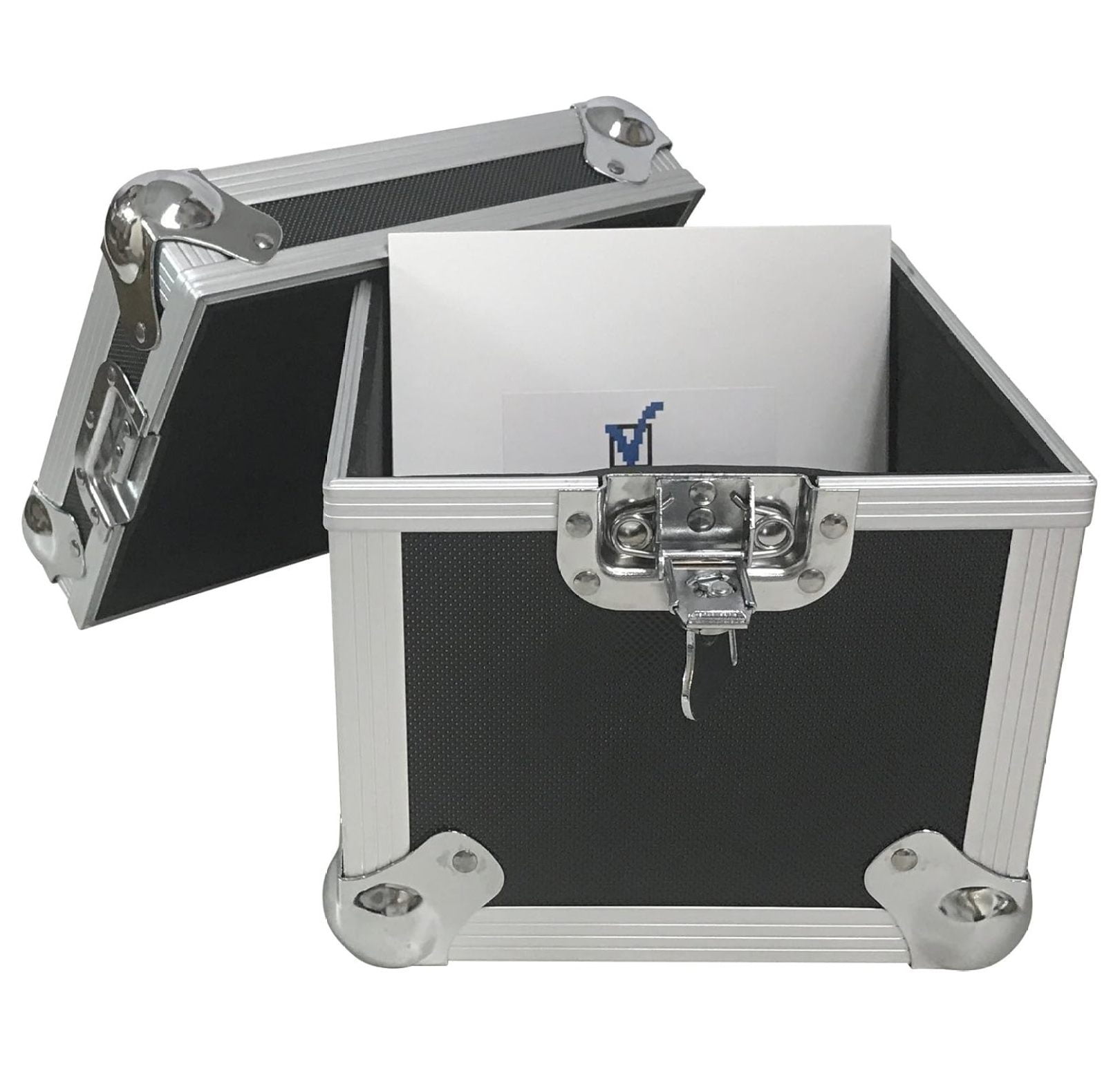 (2) Aluminum Heavy Duty 7" 45 RPM Vinyl Record Album Storage Box (Black ...