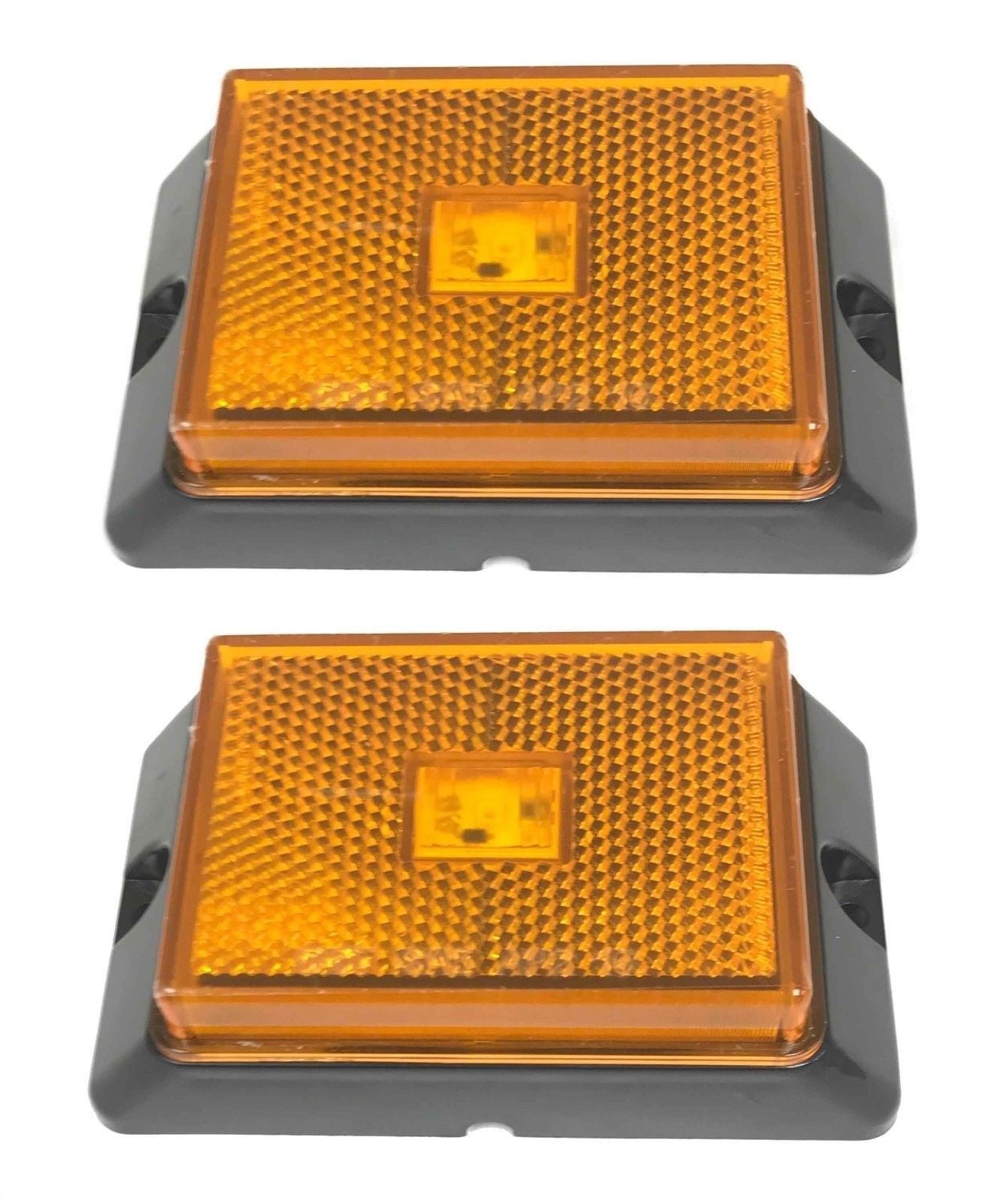 (2) Amber 2" Square LED Trailer Side Marker Lights Surface Mount ...