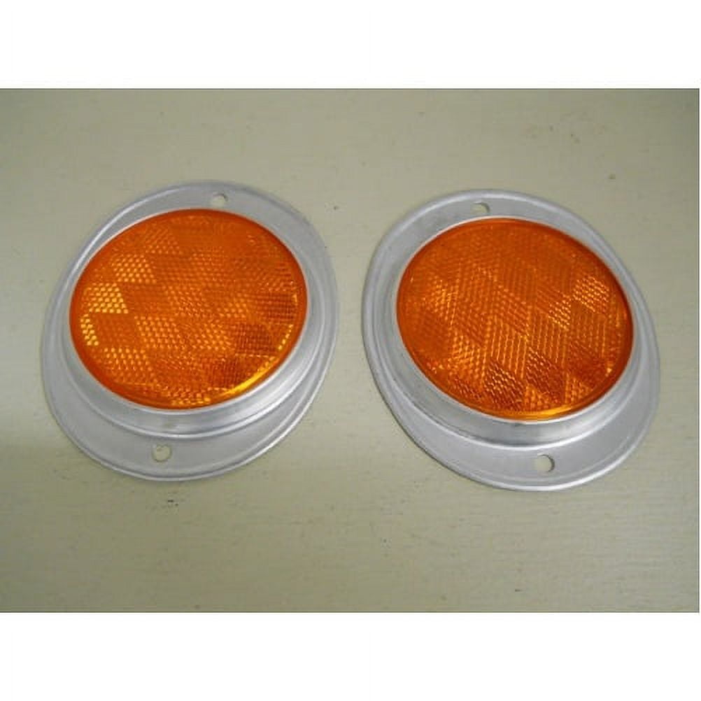 (2) Amber 3" Round Truck Semi Trailer Mail Box Reflex Reflectors ...
