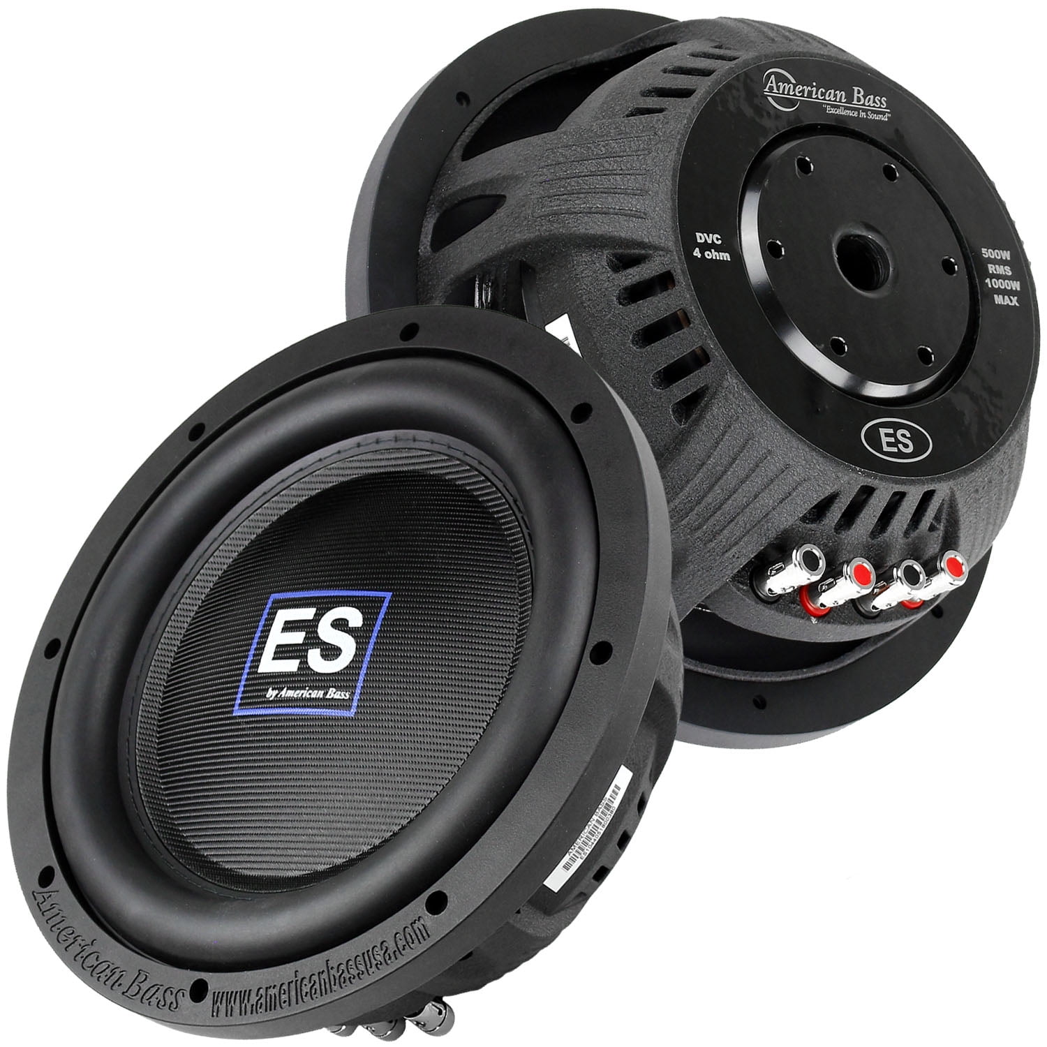 2 American Bass 10" Subwoofers Slim Shallow Pair 1000W 4 Ohm DVC Audio ...
