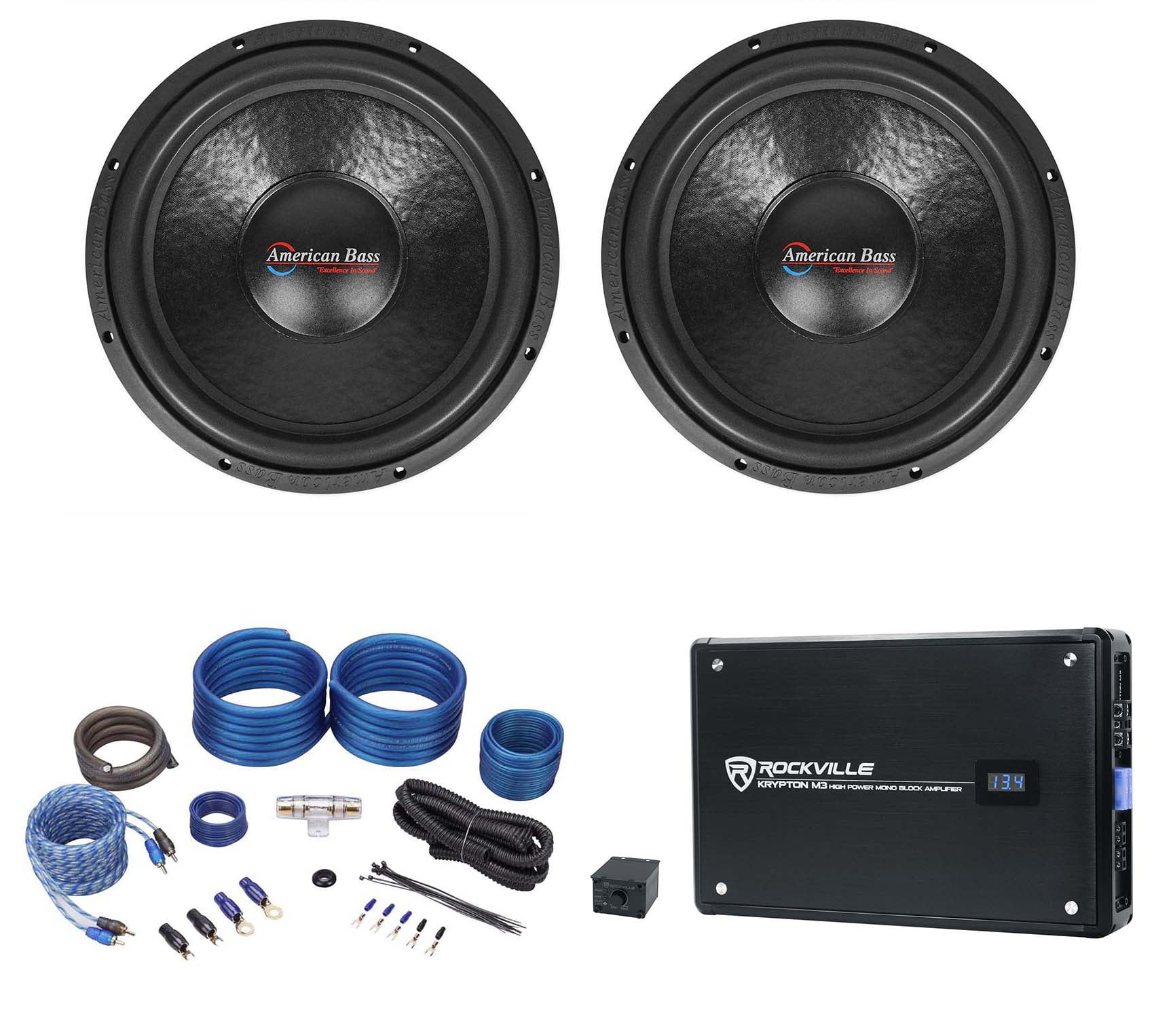 (2) American Bass XO 1544 15" 1000 Watt Car Subwoofers+Mono Amplifier ...