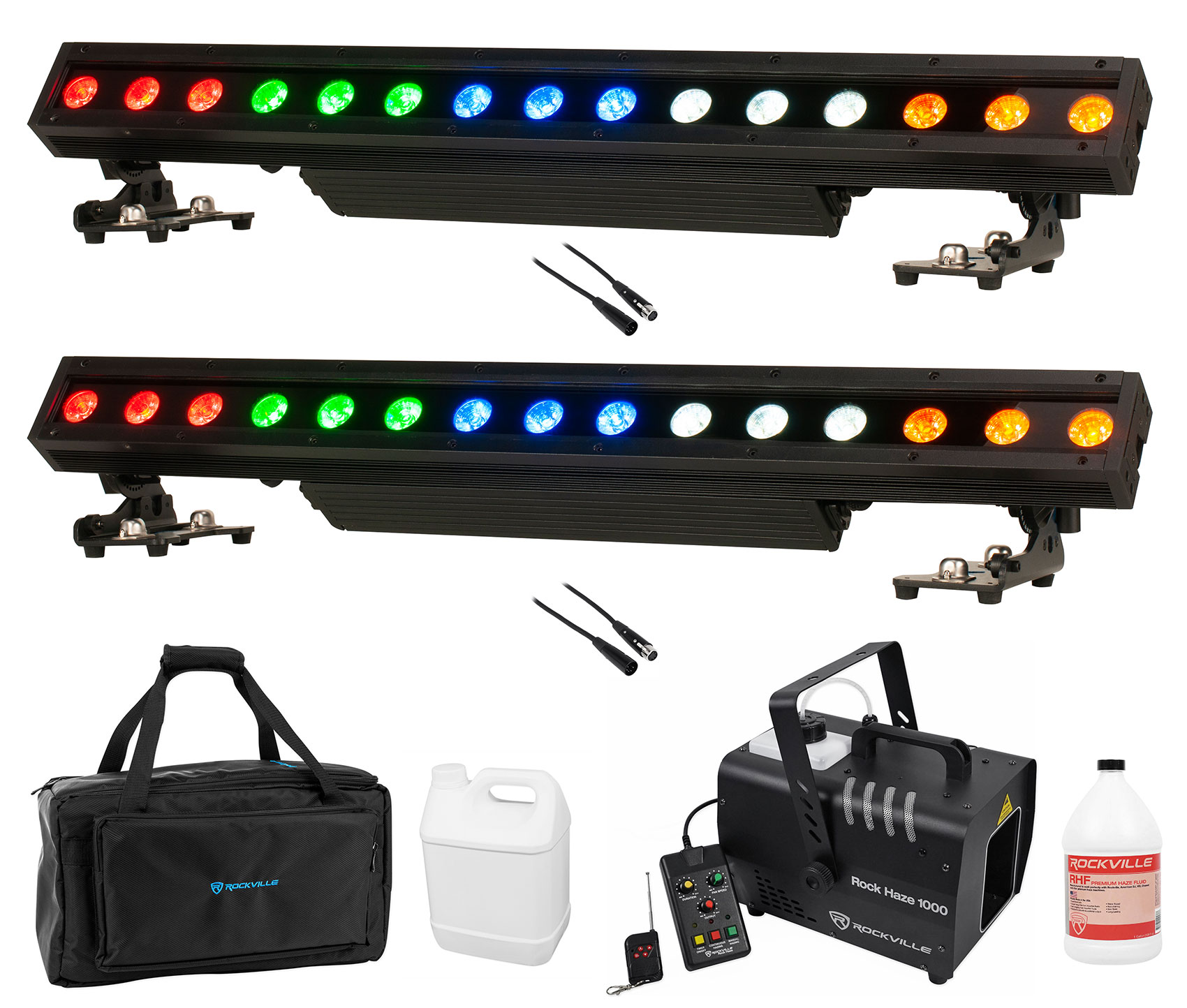 2 American DJ 15 Hex Bar IP Outdoor RGBAW+UV LED DMX Strip Wash Lights ...