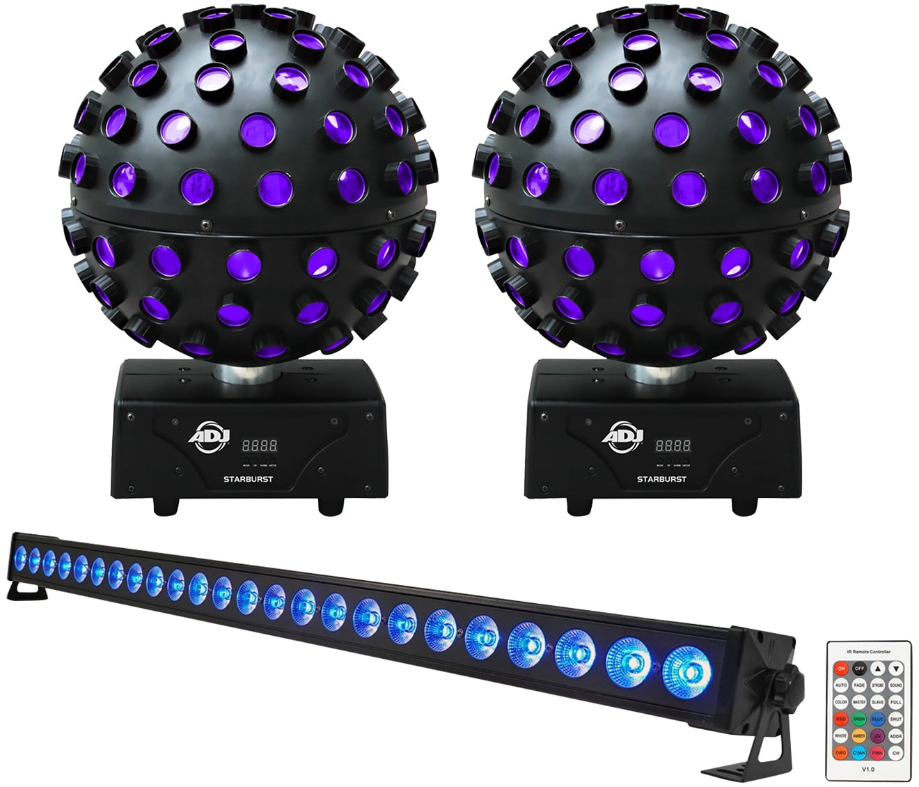 (2) American DJ ADJ Starburst LED Shooting Beam Lights+Rechargeable ...