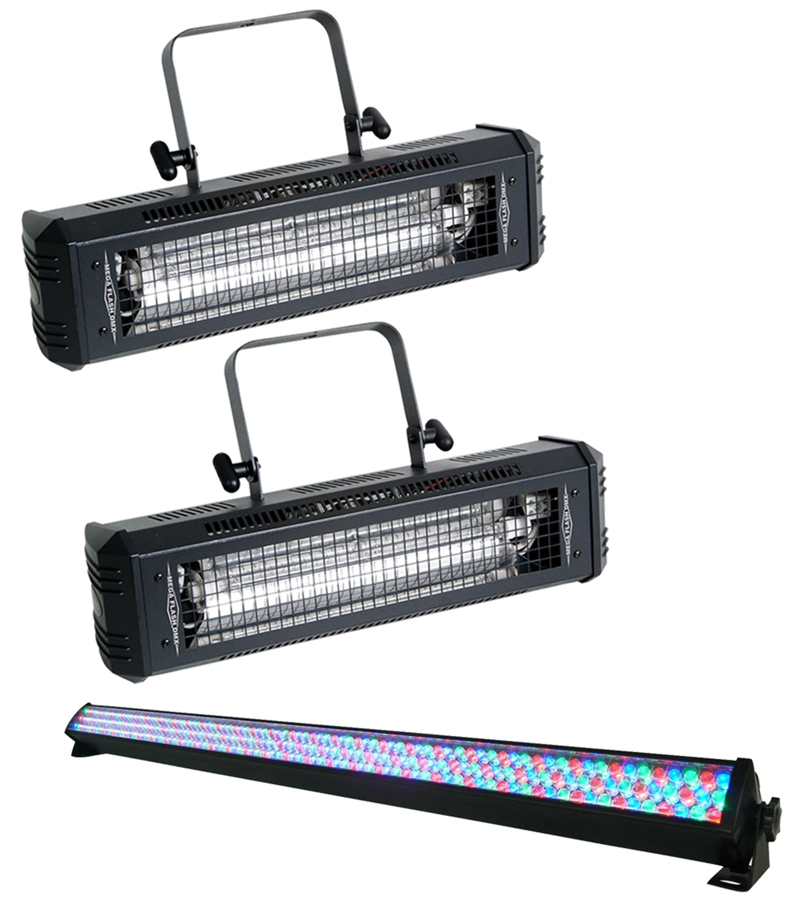 2) American DJ Mega Flash DMX 800-Watt Compact DMX Strobe Lights ...