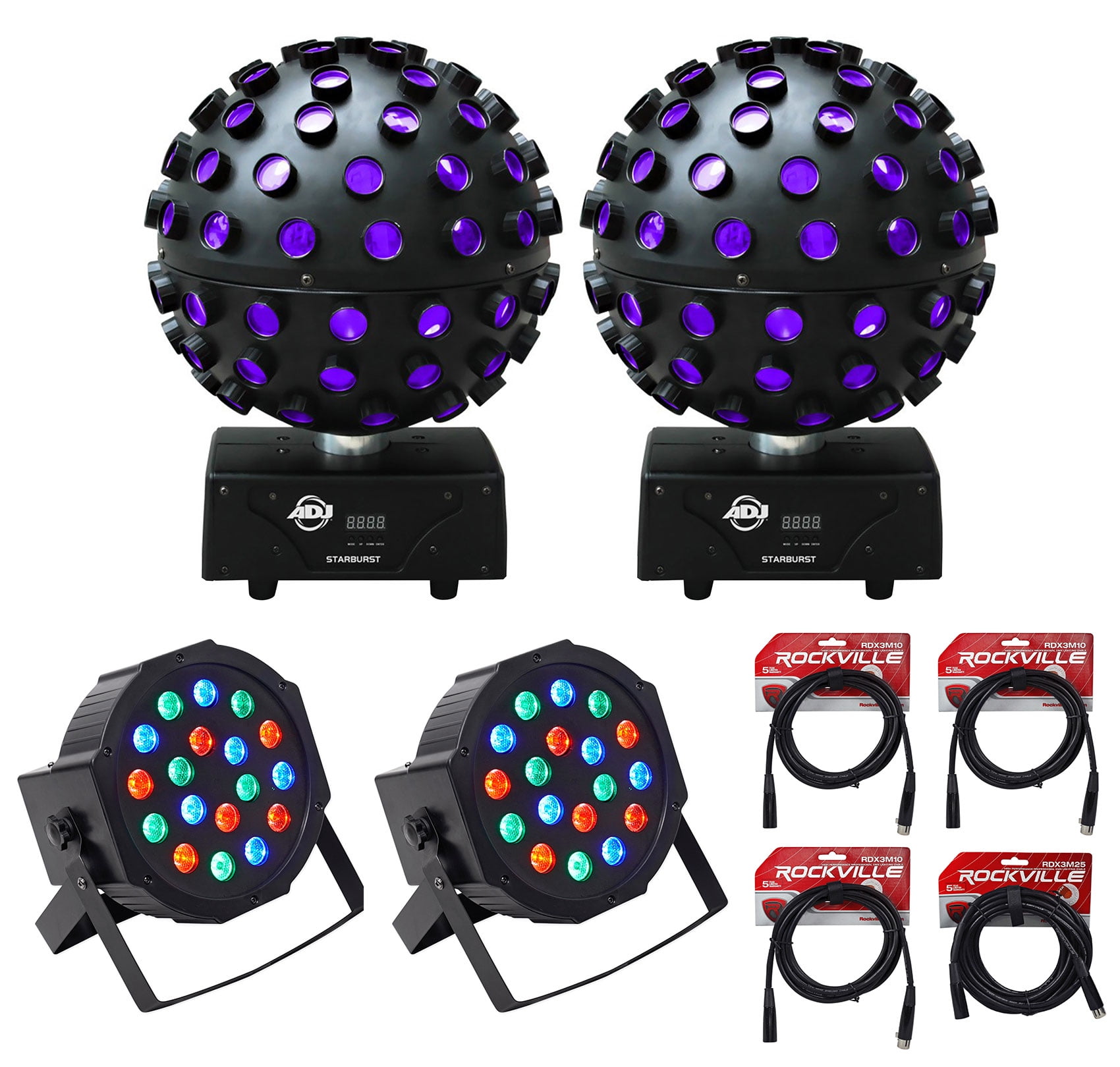 2 American DJ Starburst LED Spheres DJ Lighting Effect+2 Par lights+dmx ...
