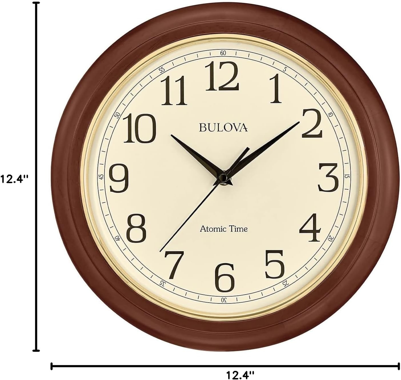 2 Analog Wall Clock 12.4" Wooden Frame, Quartz Movement, Battery ...