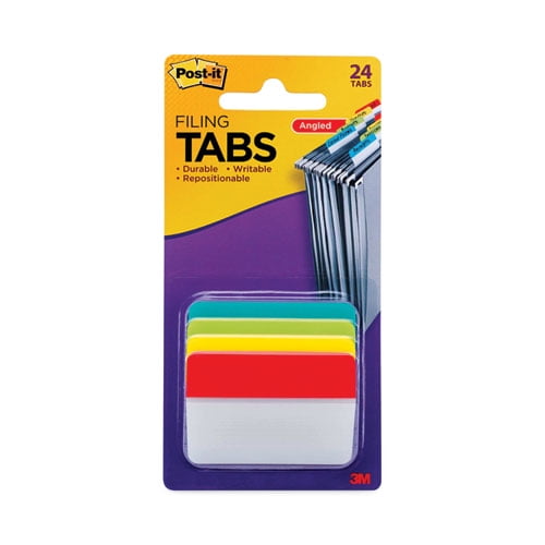 2" Angled Tabs, 1/5-Cut Tabs, Assorted Colors, 2" Wide, 24/pack ...