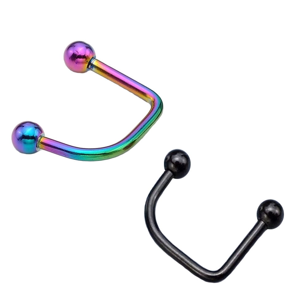 2 Anodized Titanium 16ga Lippy Loop Labret Black/Multi 2pack - Walmart.com