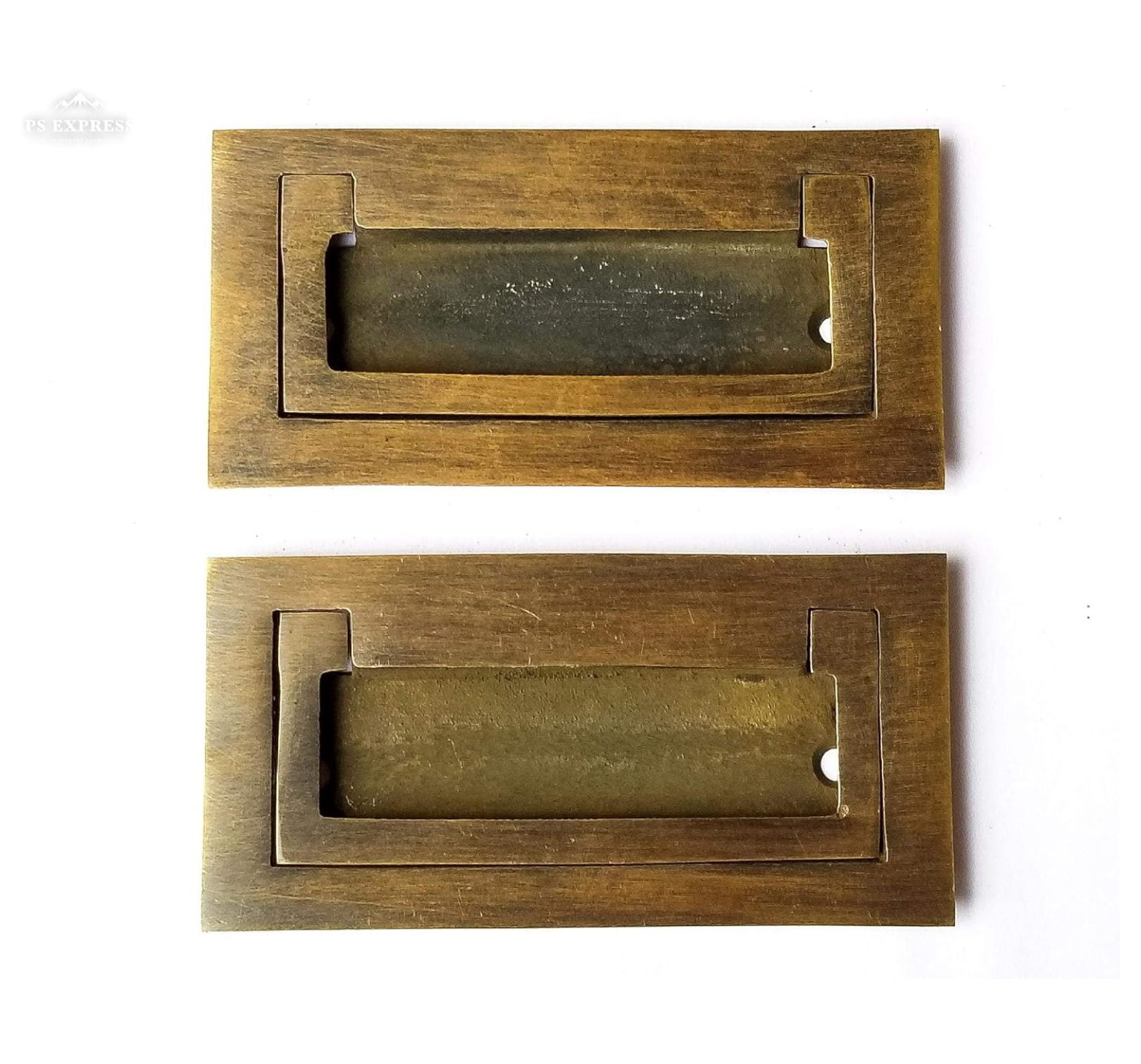 2 Antique /Modern Inset Flush Mount Trunk Drawer Chest Pull Handles ...