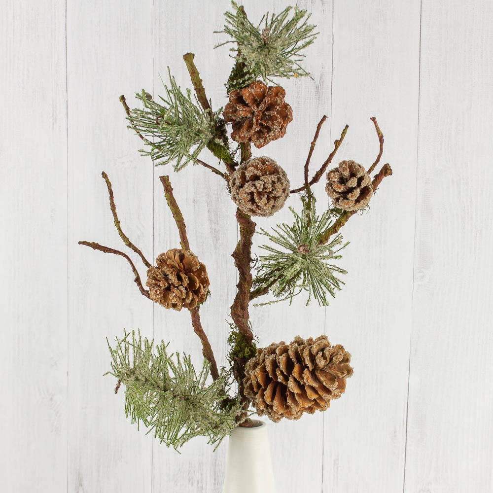 2 Artificial Iced Pine with Pinecone Branches: Winter Wonderland in Your Home - Walmart.com