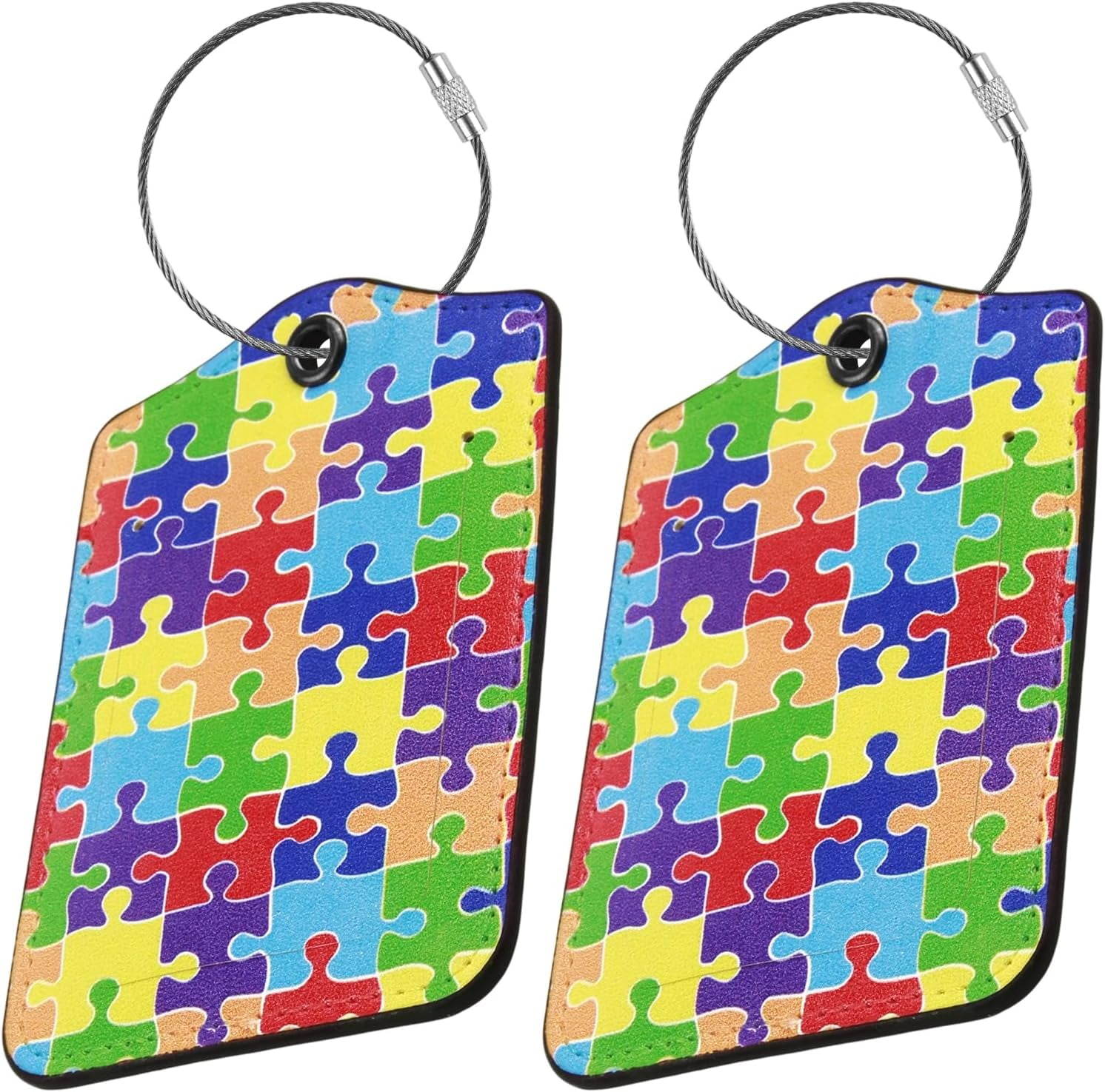 2- Awareness Puzzle Luggage Tags, Tag for Backpack,Colorful Safety Tag ...