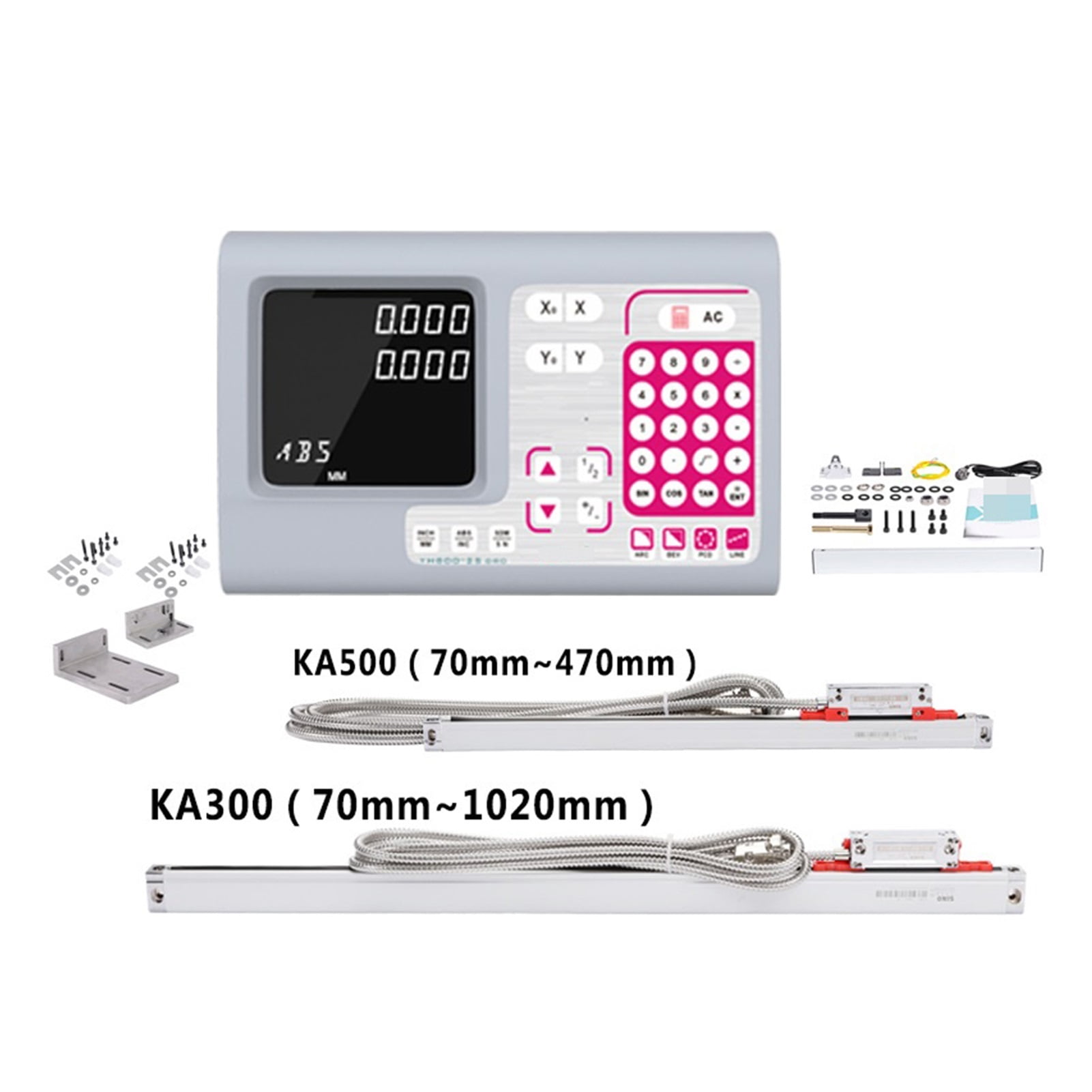 2 Axis Big Digital Readout Dro Set Kit And 2 PCS 5U Linear Glass Scale Linear Optical Ruler For ...