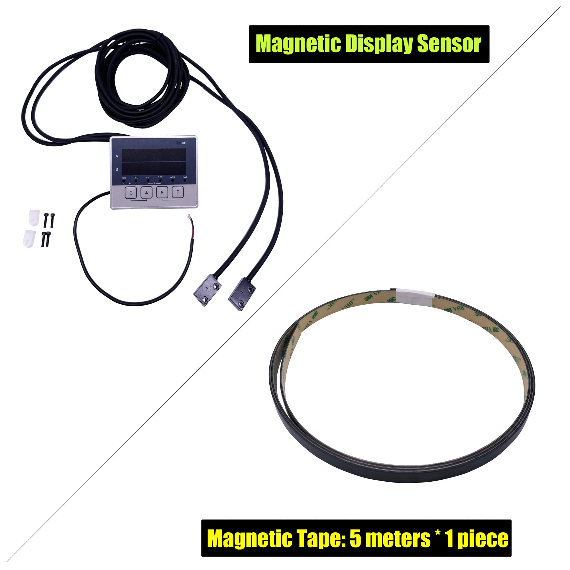 2 Axis Digital Display DRO Magnetic Sensor Tape Displacement Readout Scale Position Transducers ...