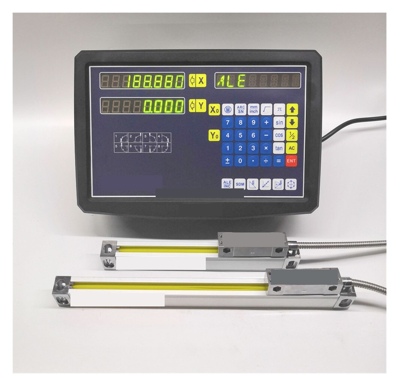 2 Axis Digital Readout With Linear Scale Linear Encoder Linear Ruler For Milling Lathe Machine ...