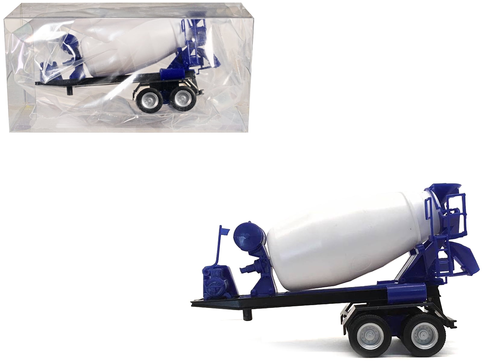 2-Axle Cement Mixer Trailer White and Blue 1/87 (HO) Plastic Model by ...
