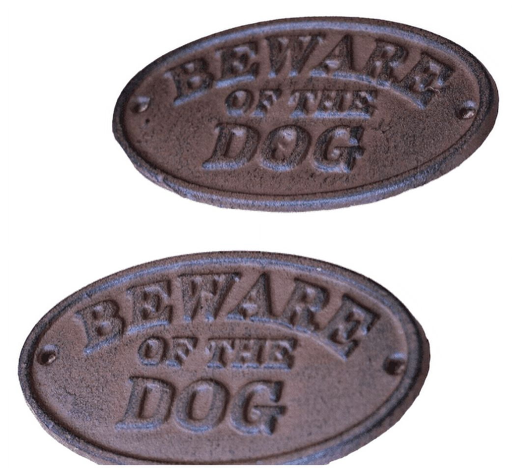 2 BEWARE OF THE DOG SIGNS RUSTIC DECOR FENCE KENNEL GATE SIGN CAST IRON ...
