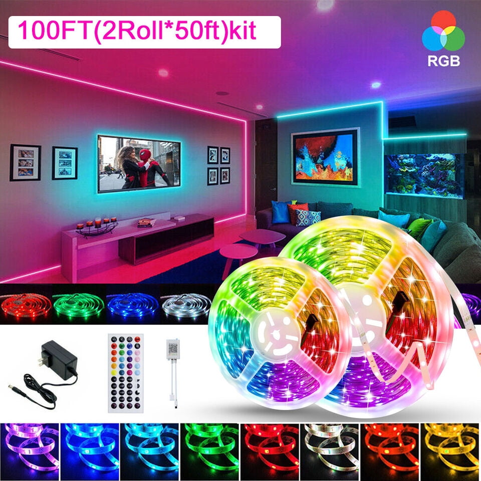 2 BOX OF 100FT LED Strip Lights 5050 RGB Bluetooth Color Change Remote ...