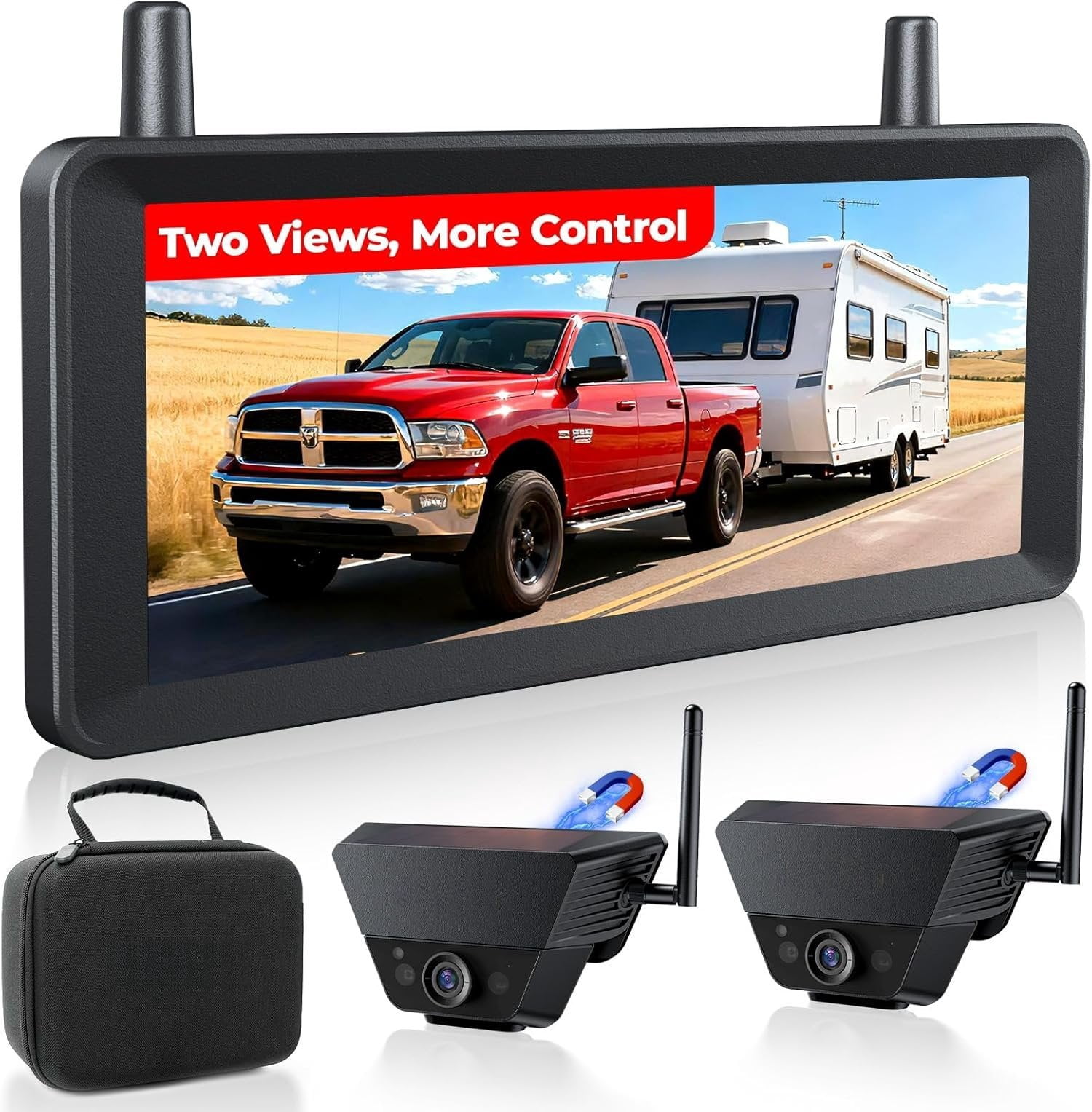 2 Backup Camera Solar : 2 Min DIY Installation, 7.2'' 1080P Dual- with ...