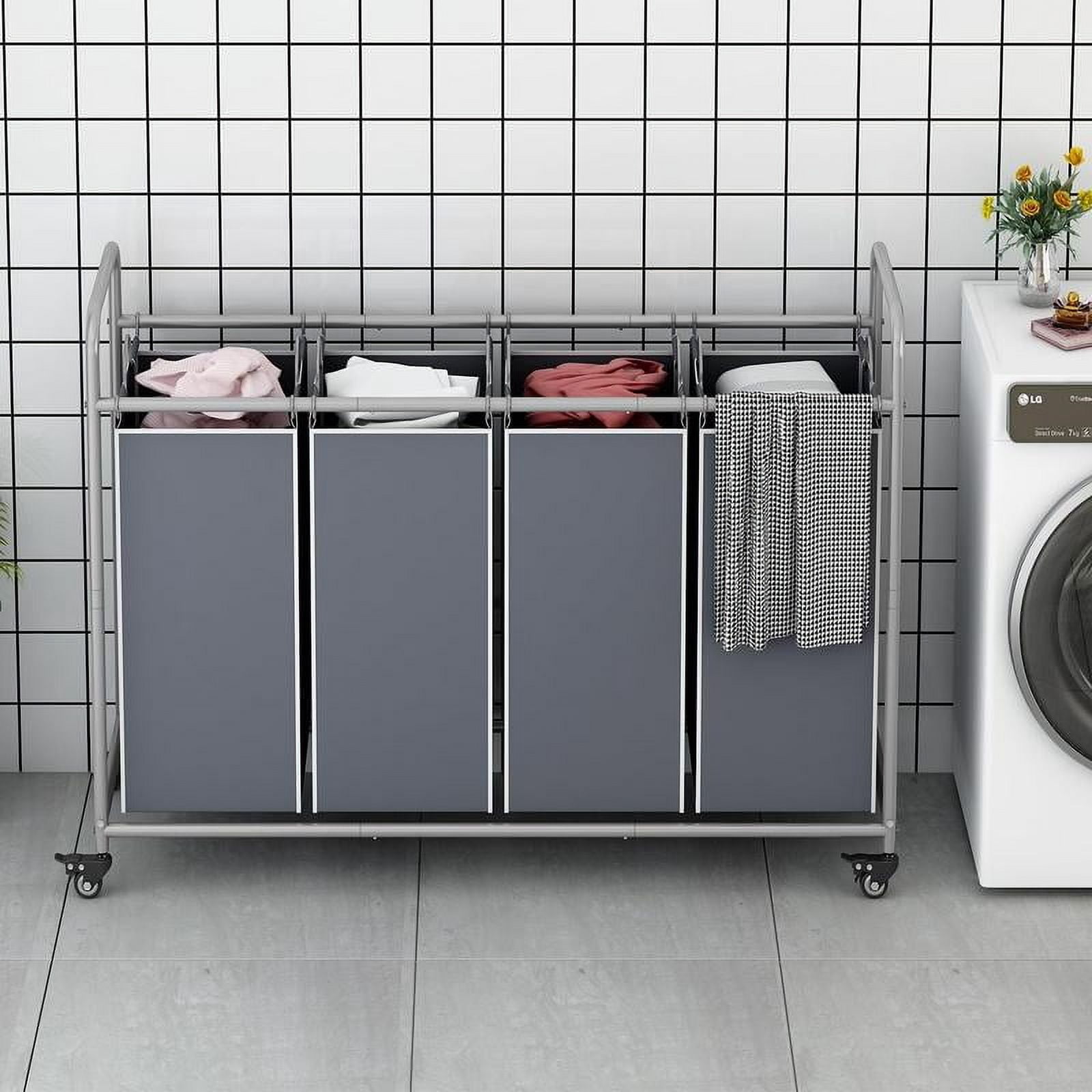 2 Bag 3 Bag 4 Bag Laundry Basket Sorter Laundry Hamper Cart with Heavy ...