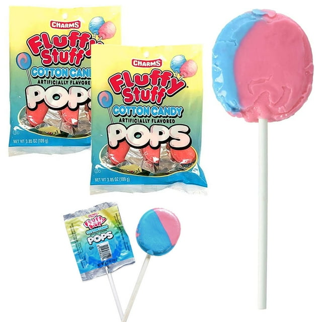 2 Bag Charms Fluffy Stuff Cotton Candy Pops Lollipop Sucker Candies ...