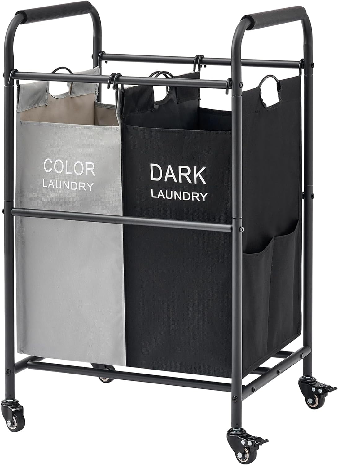 2 Bag Laundry Sorter Cart, Laundry Hamper Sorter Basket with Heavy Duty ...