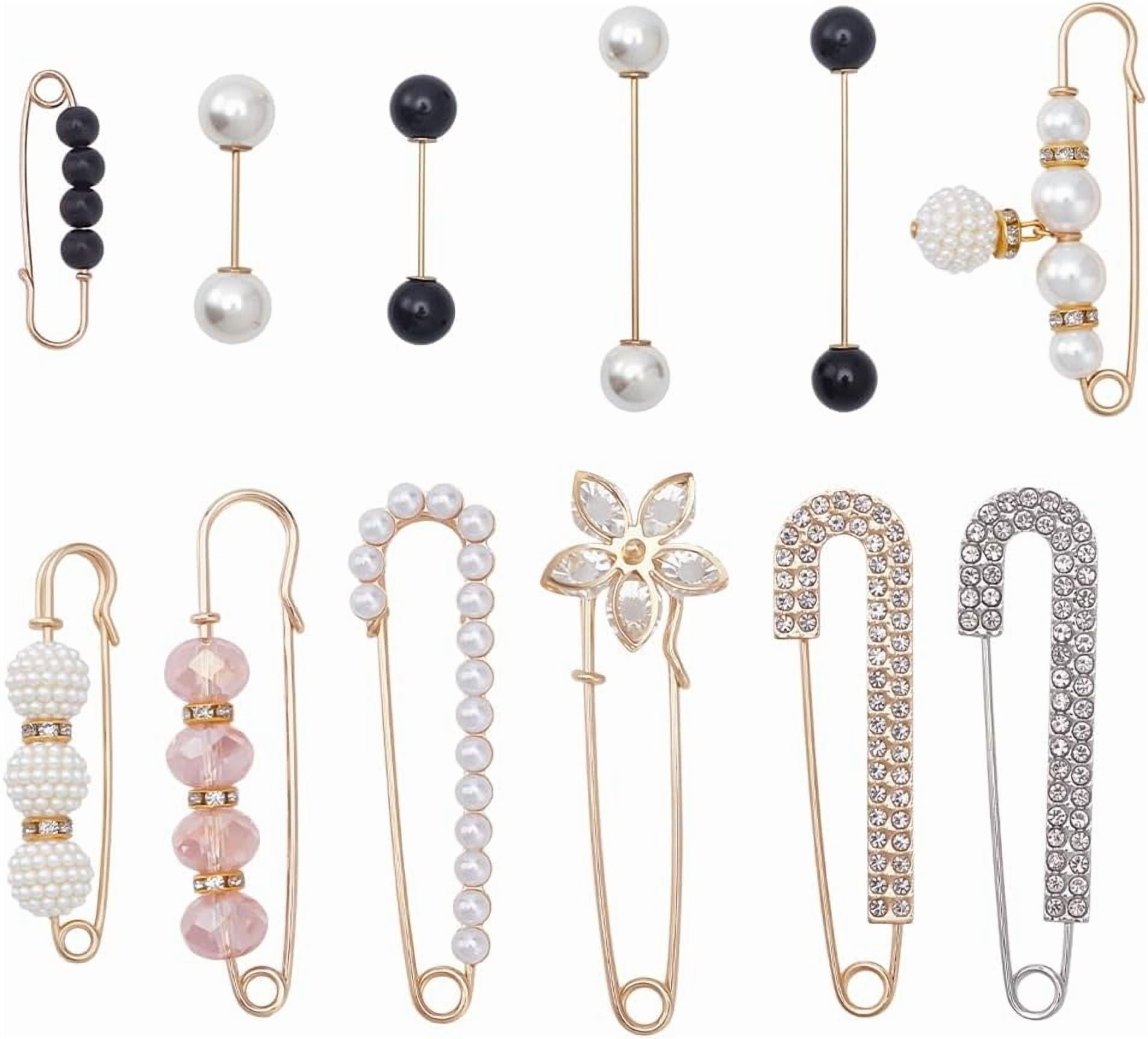2 Bags 2 Styles Alloy Charm Safety Pin Brooches Mixed Color 32~75x9.5 ...