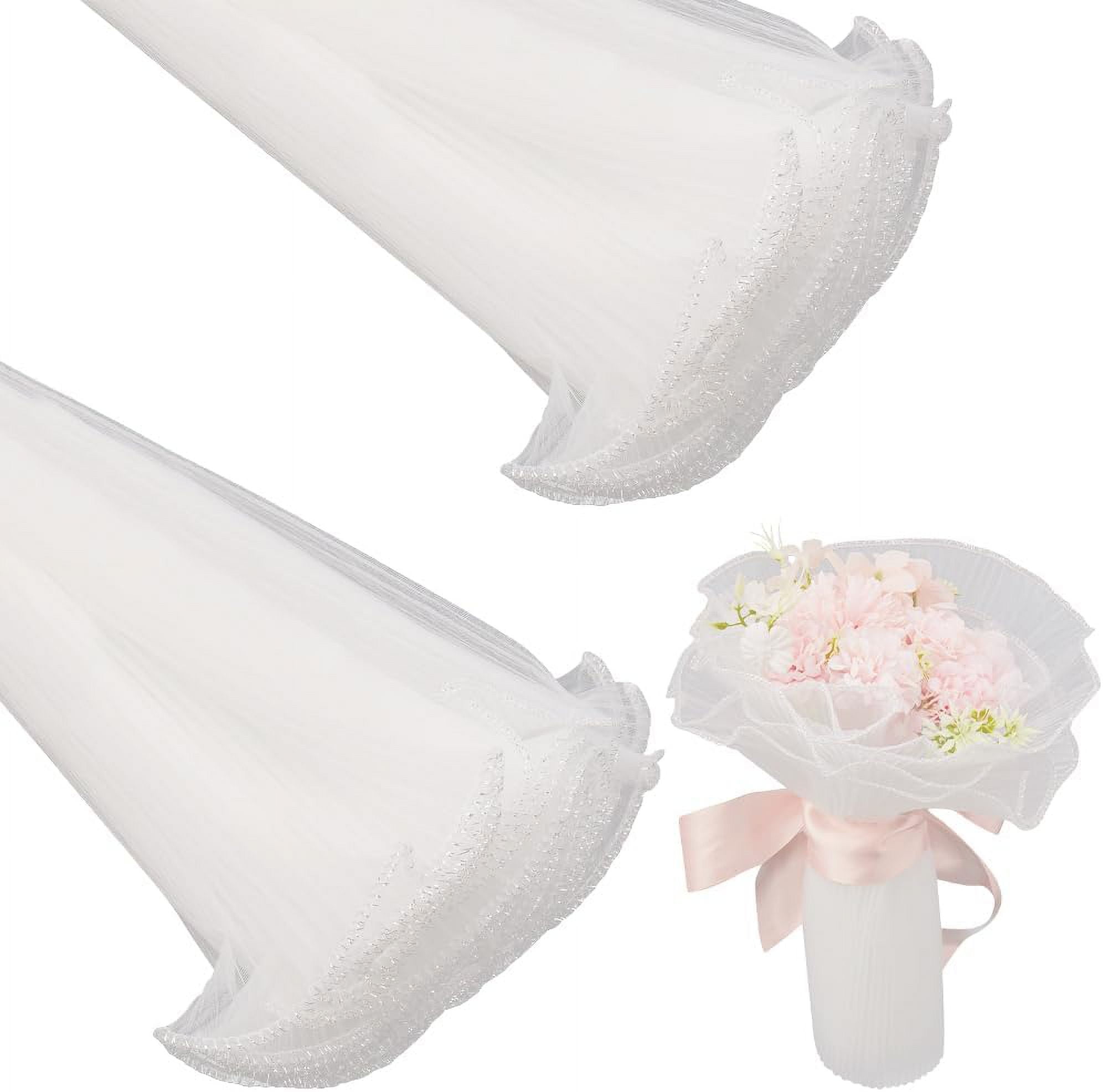 2 Bags Organza Flower Bouquet Wrapping Paper White 282x0.5mm - Walmart.com