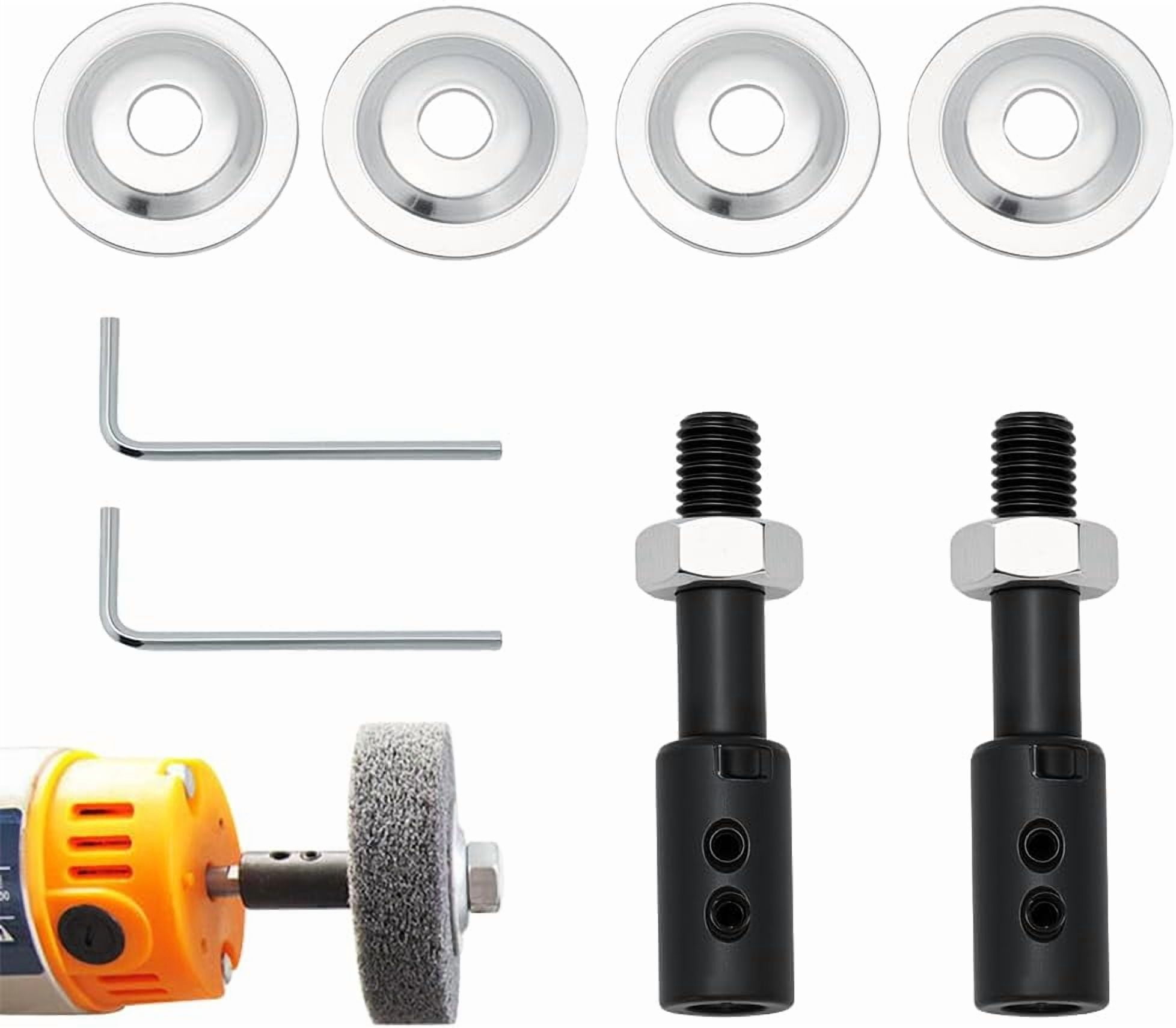 2 Bags Shaft Arbor Extender 2 Styles Steel Spindle Adapters Motor Arbor ...