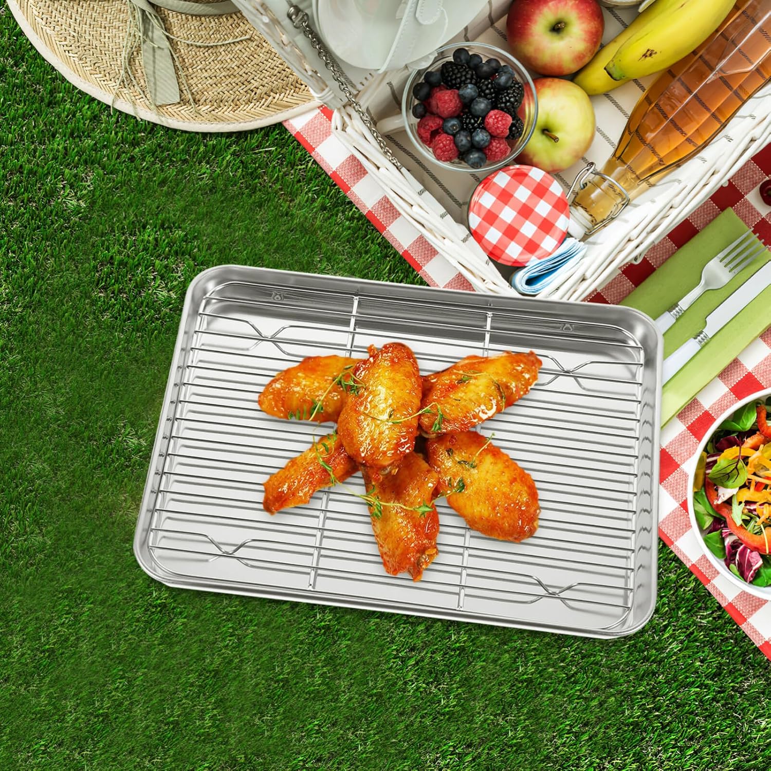 2 Baking Tray Set Baking Pan With Wire Rack - Walmart.com