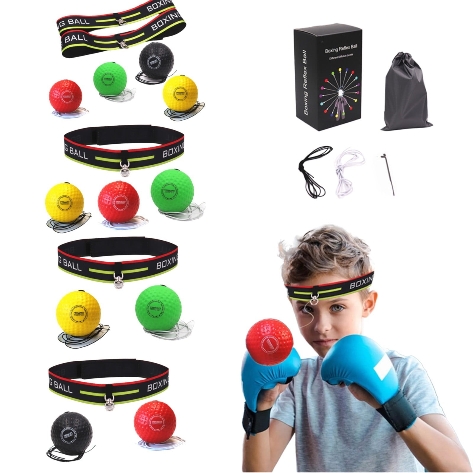 2 Balls Black and Red Set Nylon Belt Boxing Reaction Ball -Boxing ...
