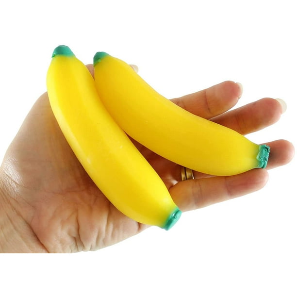 2 Banana Squishy Squeeze Stress Balls Cream Doh Filled Sensory Fidget Toy Gooey Squish Ot