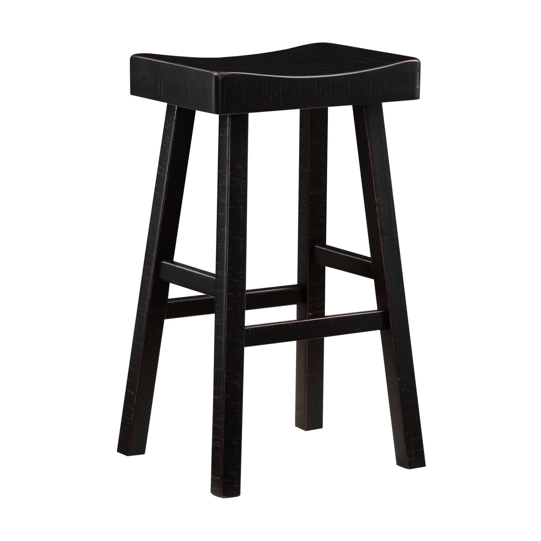 2 Bar Stools with Transitional Design | Black Solid Rubberwood Finish ...