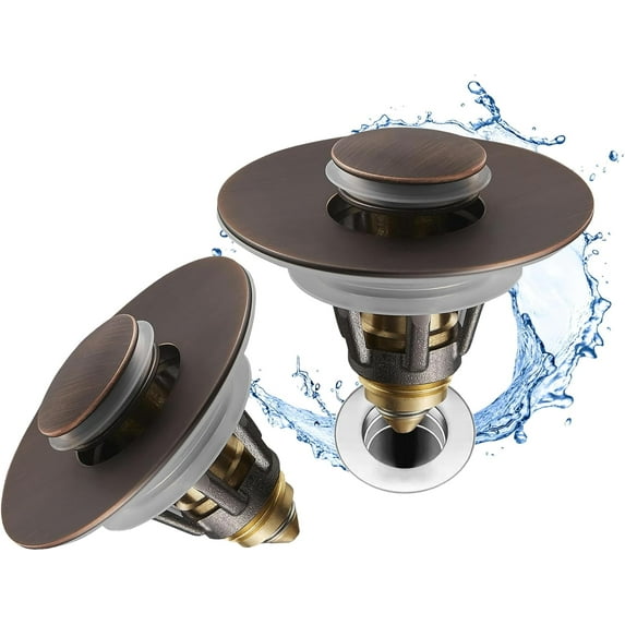 2 Bathroom Sink Stopper, 1.1-1.77 Inch Basin Pop Up Sink Drain Stopper ...
