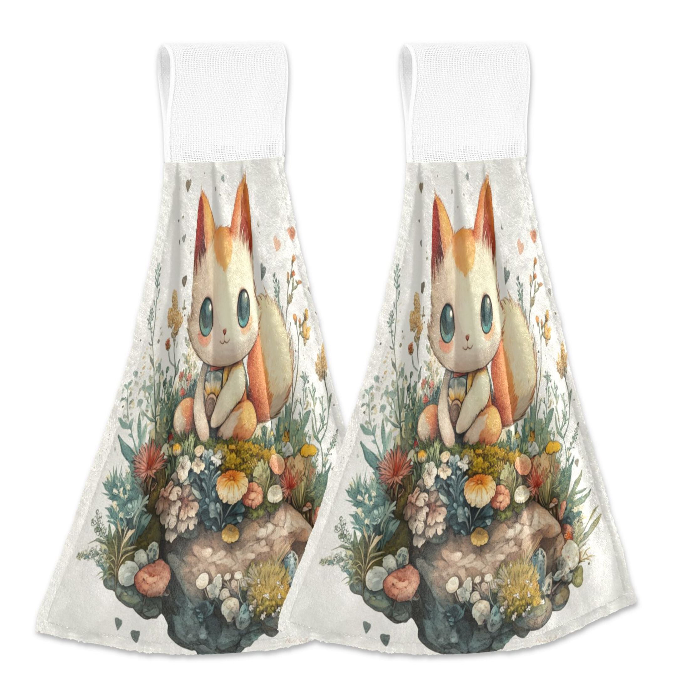 2 Bathroom Towels Kitchen Towels 18.2x14In Velcro Hand Wipes Dish ...