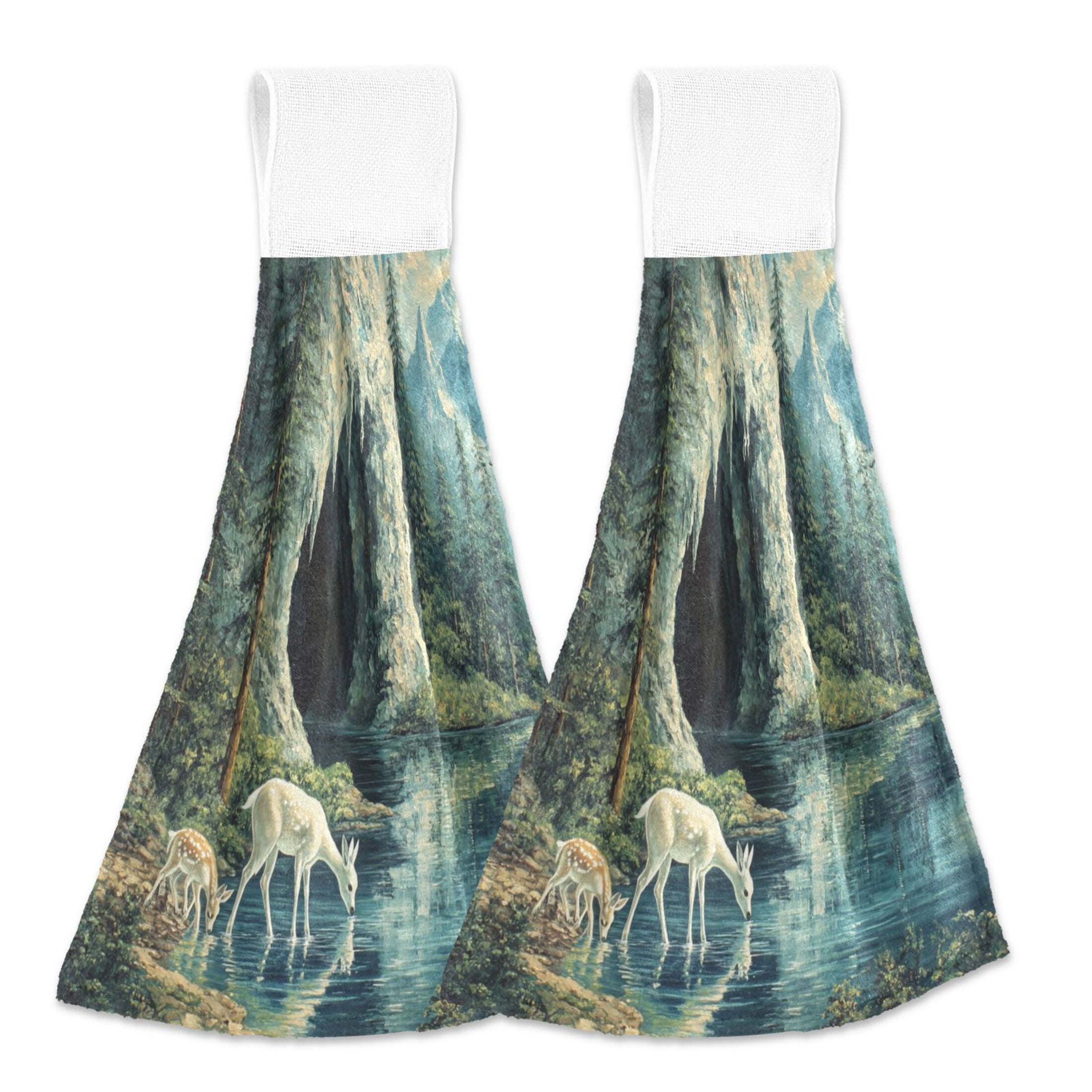 2 Bathroom Towels Kitchen Towels 18.2x14In Velcro Hand Wipes Dish ...