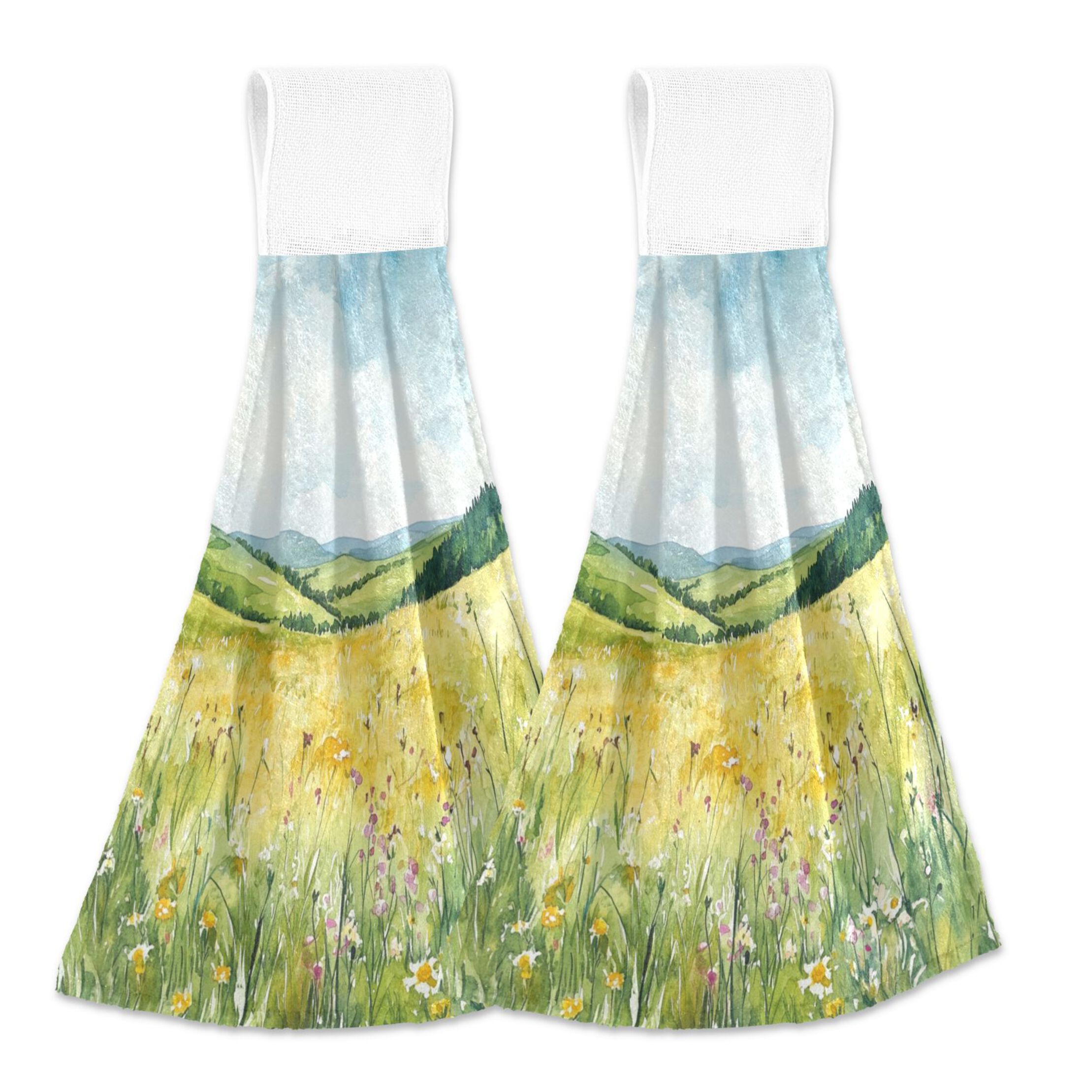 2 Bathroom Towels Kitchen Towels 18.2x14In Velcro Hand Wipes Dish ...