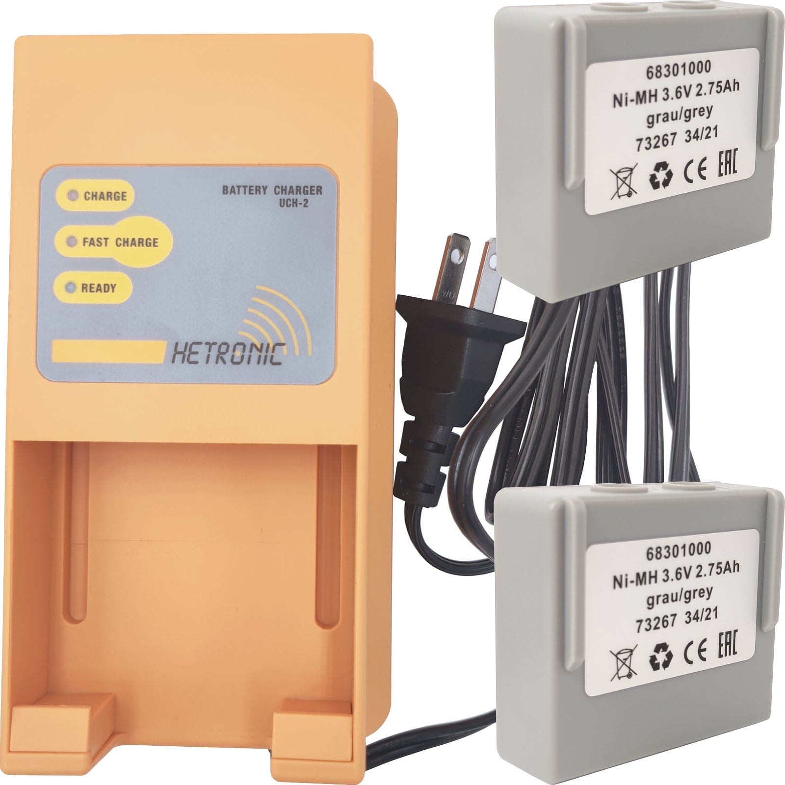 (2*Batteries+1*Charger) 2Pcs 3.6V 68301000 Battery 2750mAh Ni-MH ...